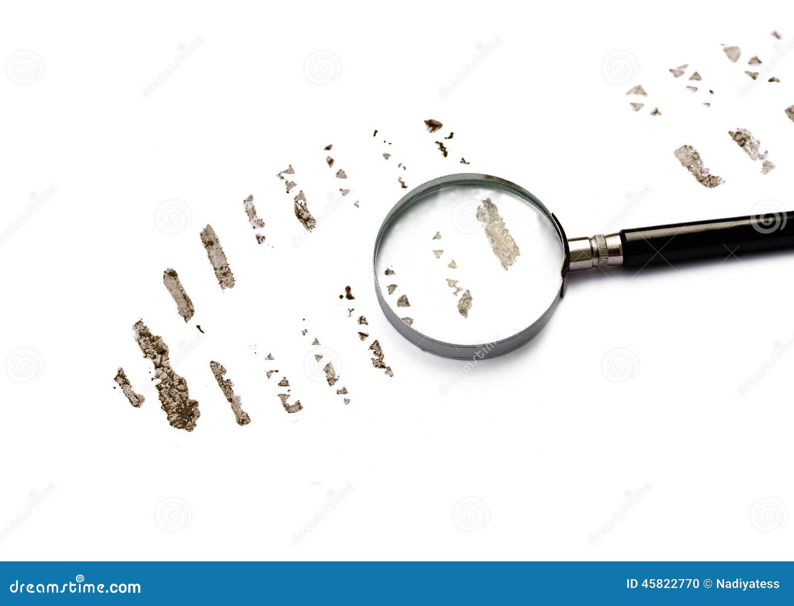 Trace from Footwear with Magnifying Glass Stock Photo - Image of ...