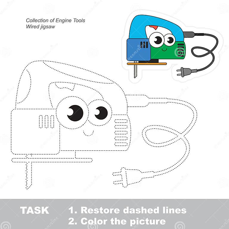Trace Game for Engine Tool. Object from Set of Power Tools. Stock ...
