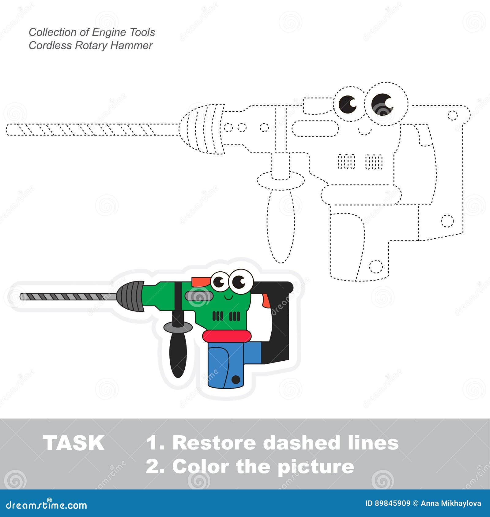 Trace Game for Engine Tool. Object from Set of Power Tools. Stock ...