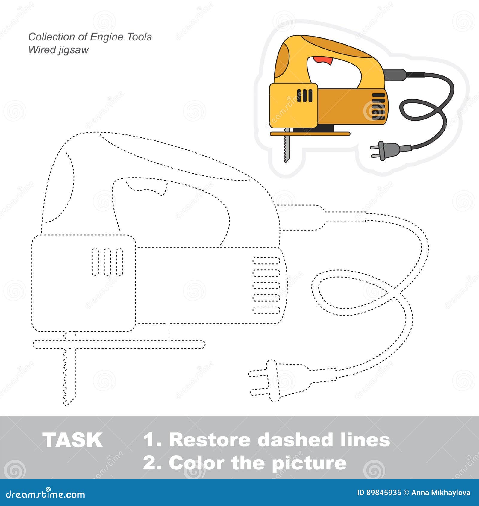 Trace Game for Engine Tool. Object from Set of Power Tools. Stock ...