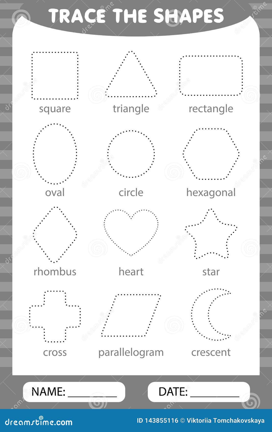 Trace the Geometric Shapes Around the Contour - Circle, Square, Rhombus ...