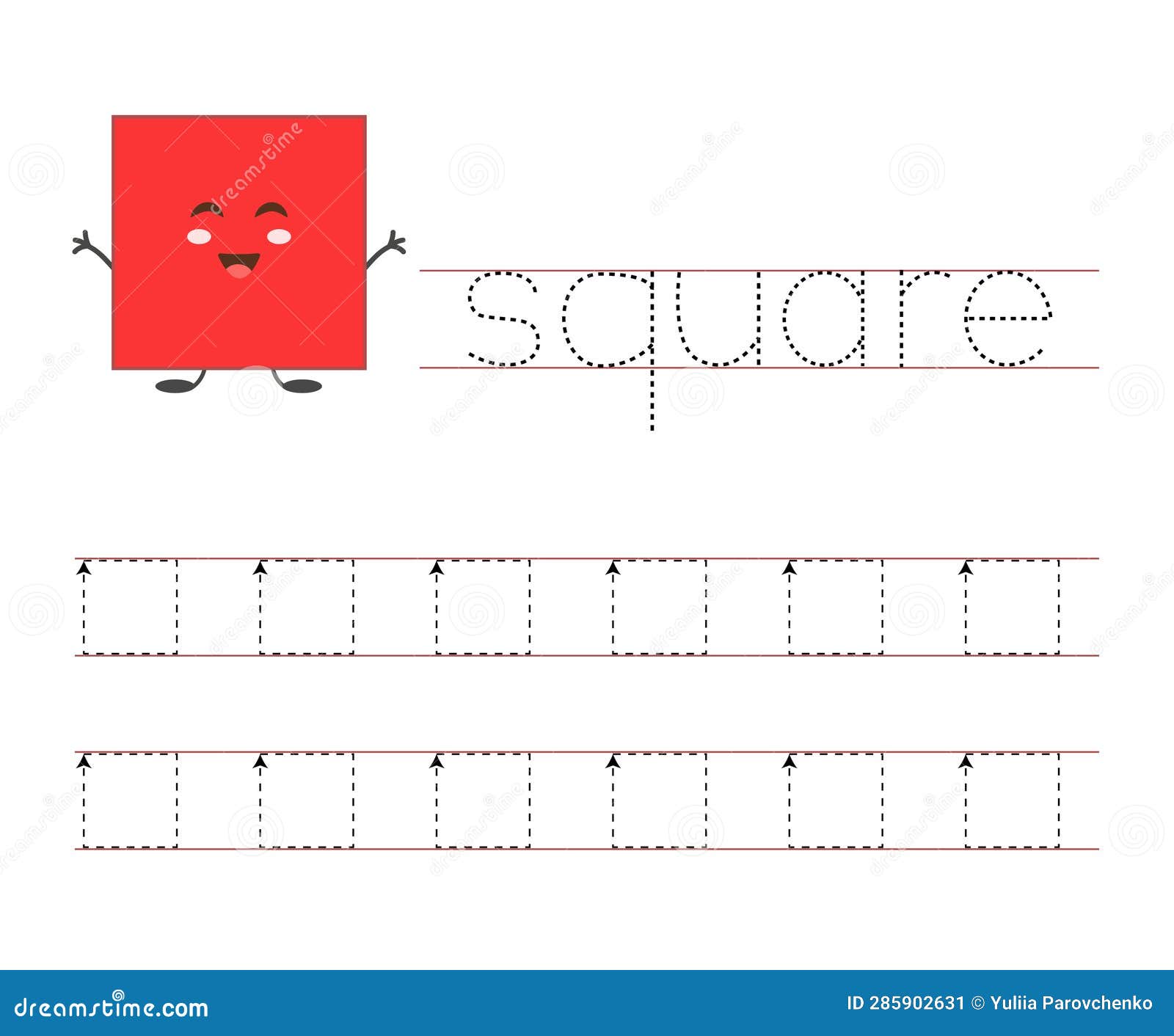 Trace and Learn Square. Basic Geometric Shapes. Worksheet for Kids ...