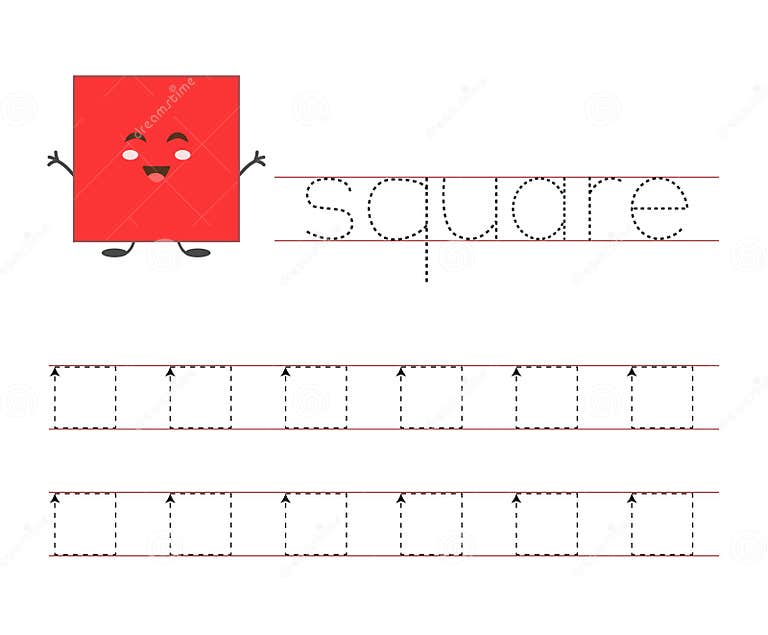Trace and Learn Square. Basic Geometric Shapes. Worksheet for Kids ...