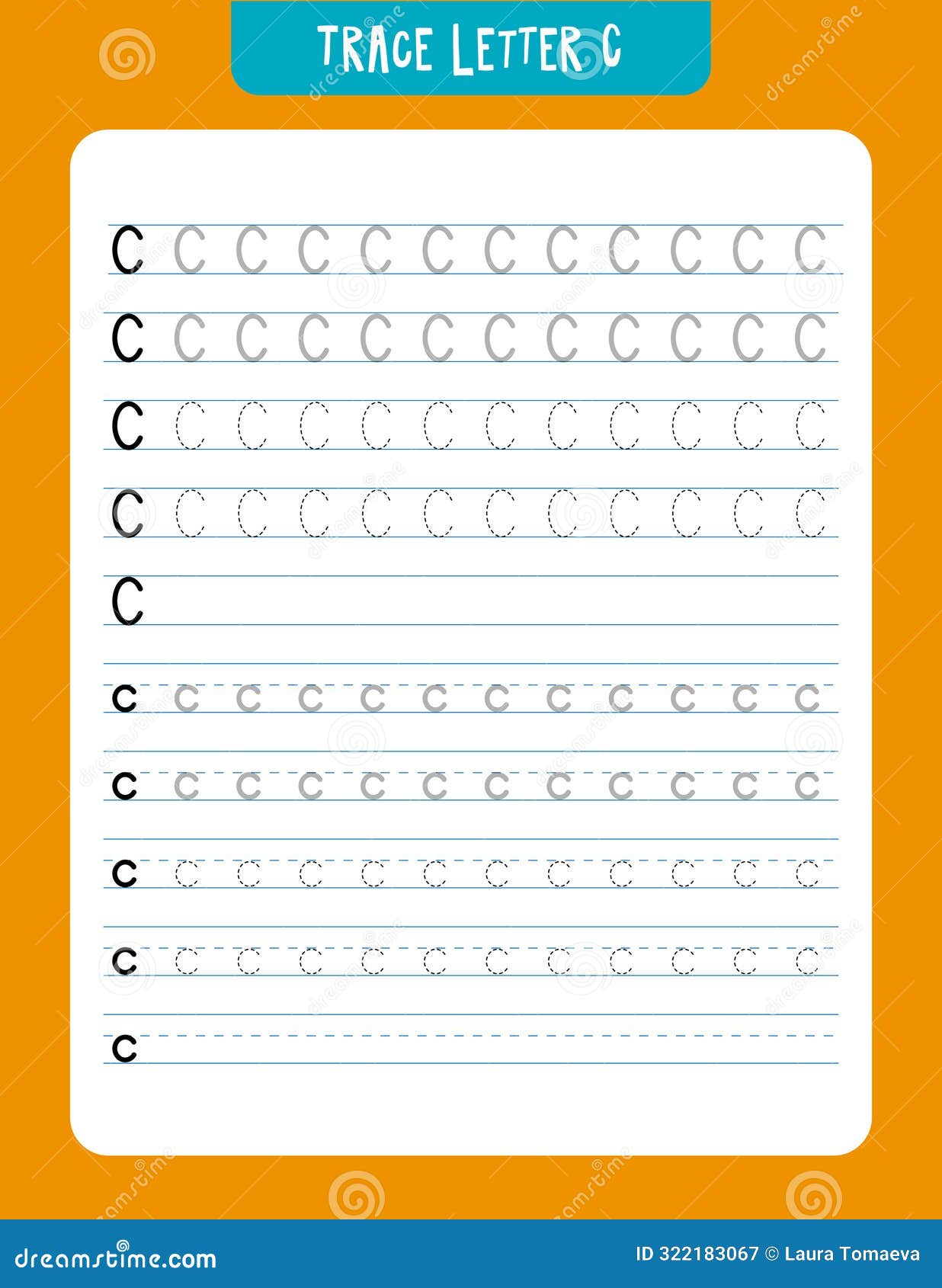 Trace Letter C Practice Sheet for Preschool and Kindergarten Learning ...