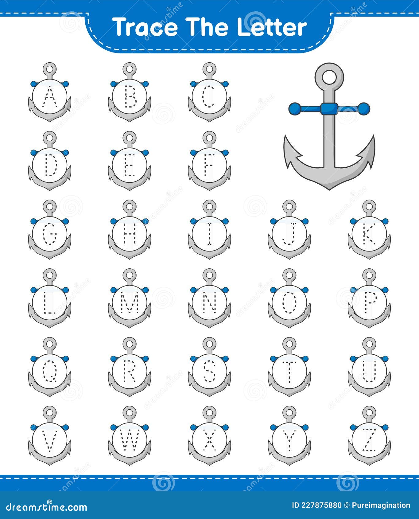 Trace the Letter. Tracing Letter with Anchor Stock Vector ...