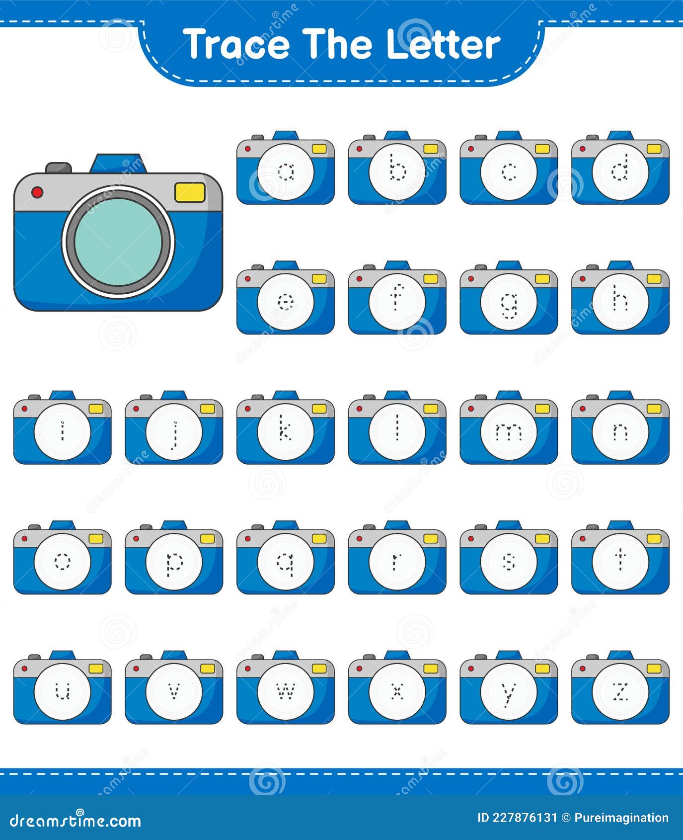 Trace the Letter. Tracing Letter with Camera Stock Vector ...