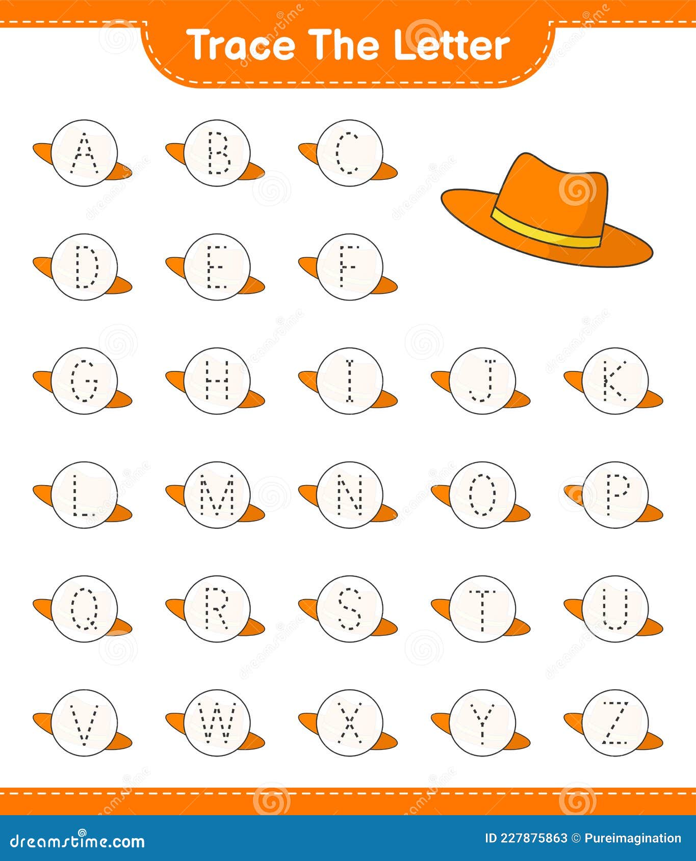 Trace the Letter. Tracing Letter with Summer Hat Stock Vector ...