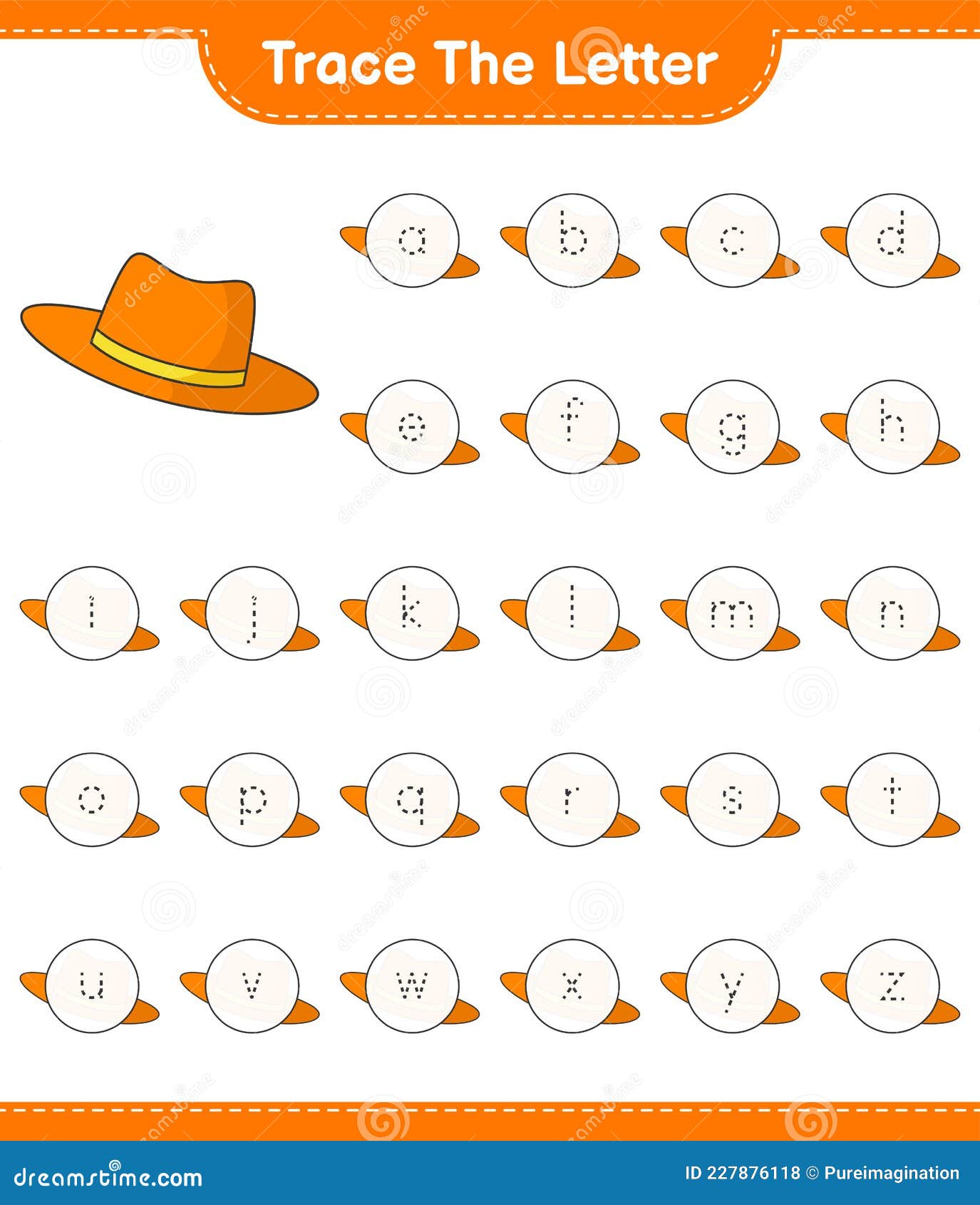 Trace the Letter. Tracing Letter with Summer Hat Stock Vector ...
