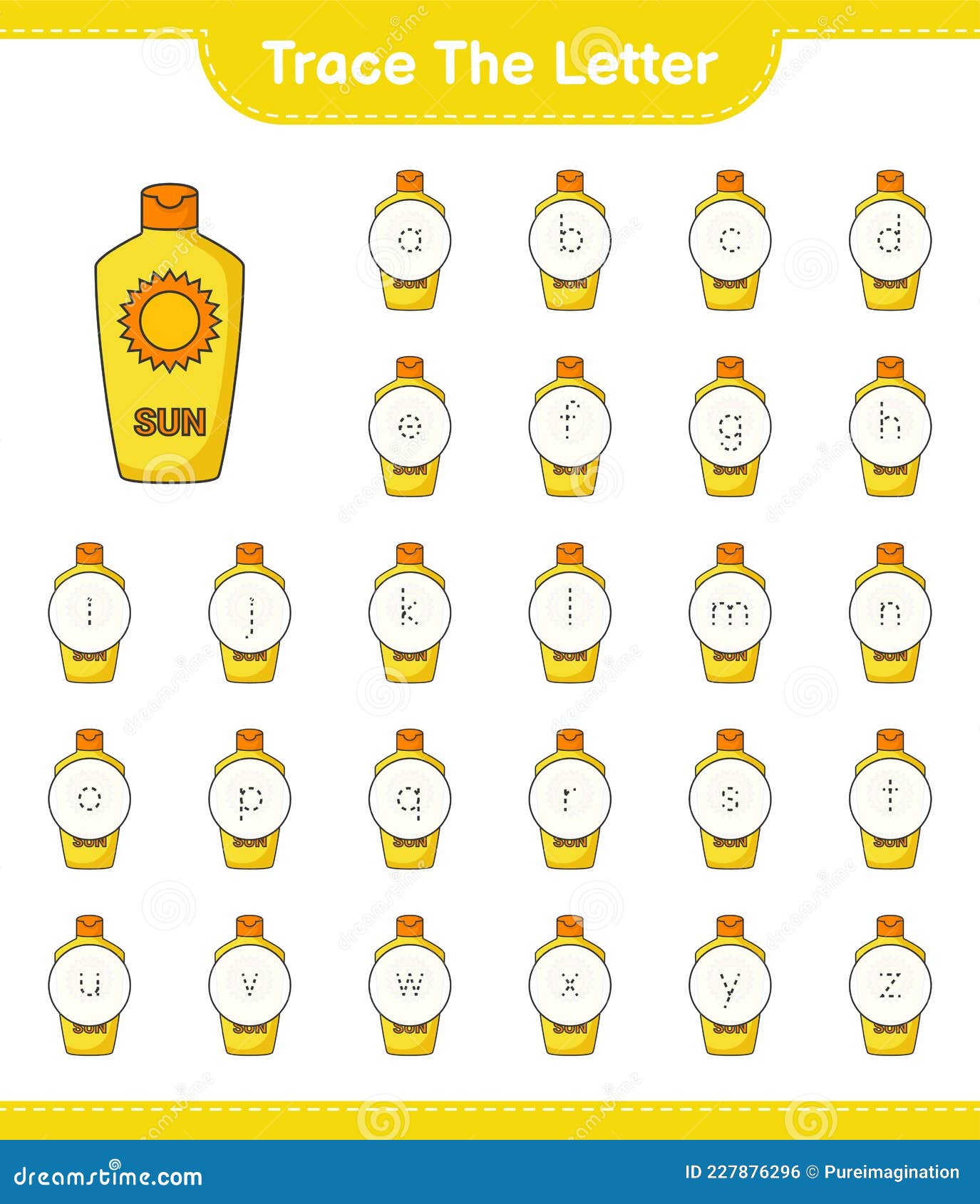 Trace the Letter. Tracing Letter with Sunscreen Stock Vector ...