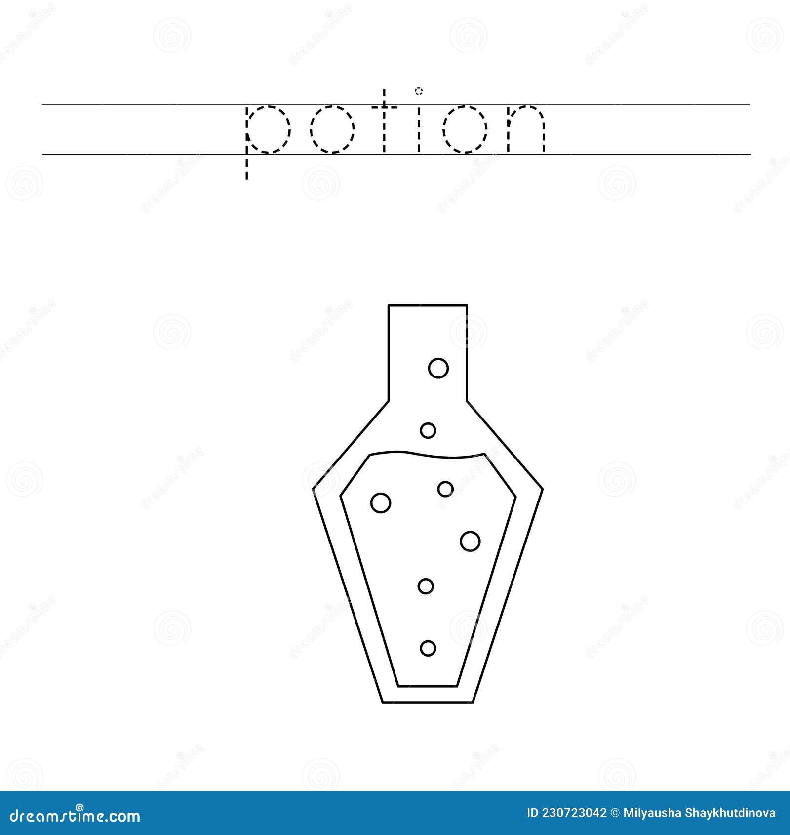Trace the Letters and Color Potion. Handwriting Practice for Kids ...