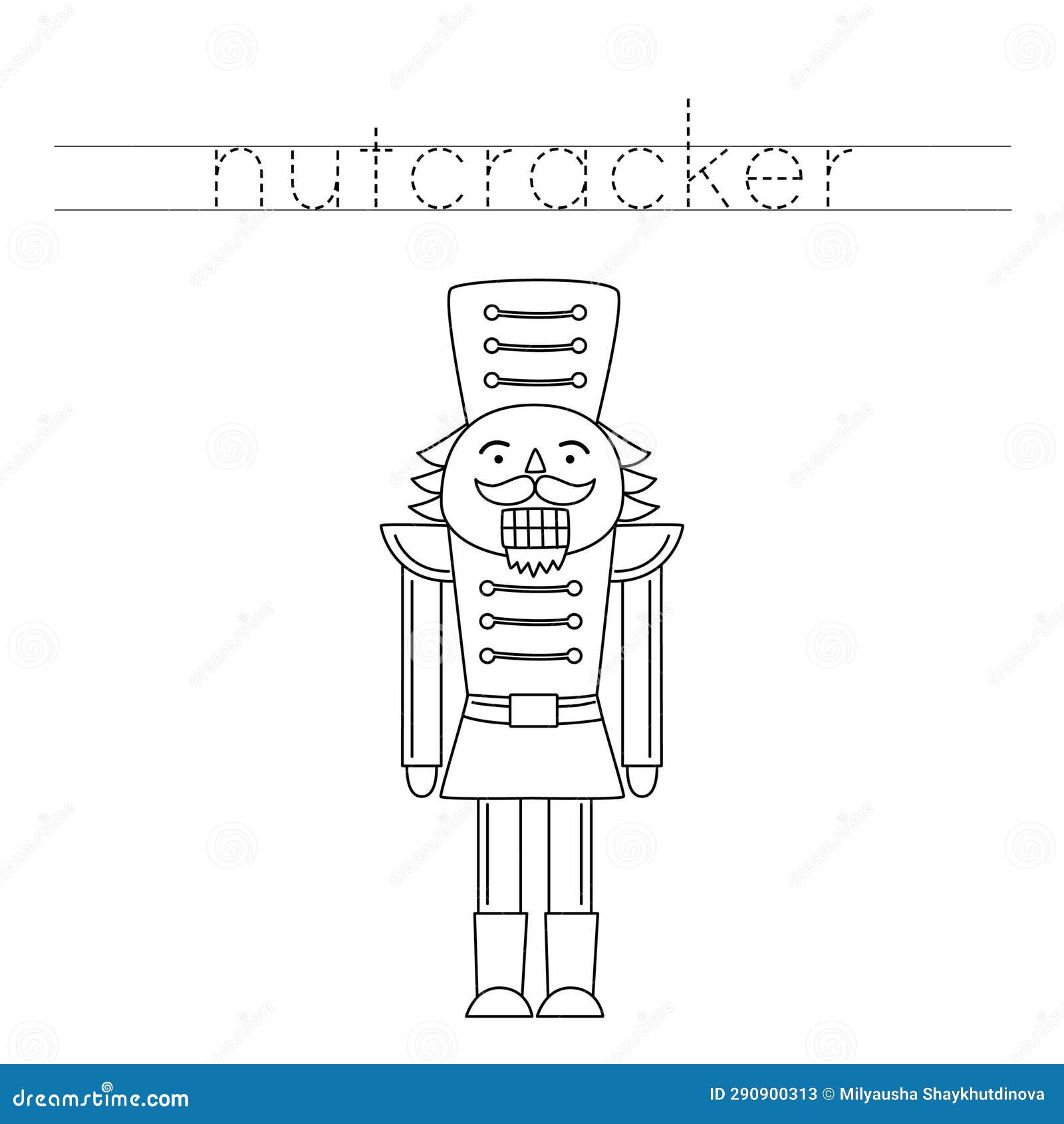 Trace the Letters and Color Cartoon Nutcracker. Handwriting Practice ...