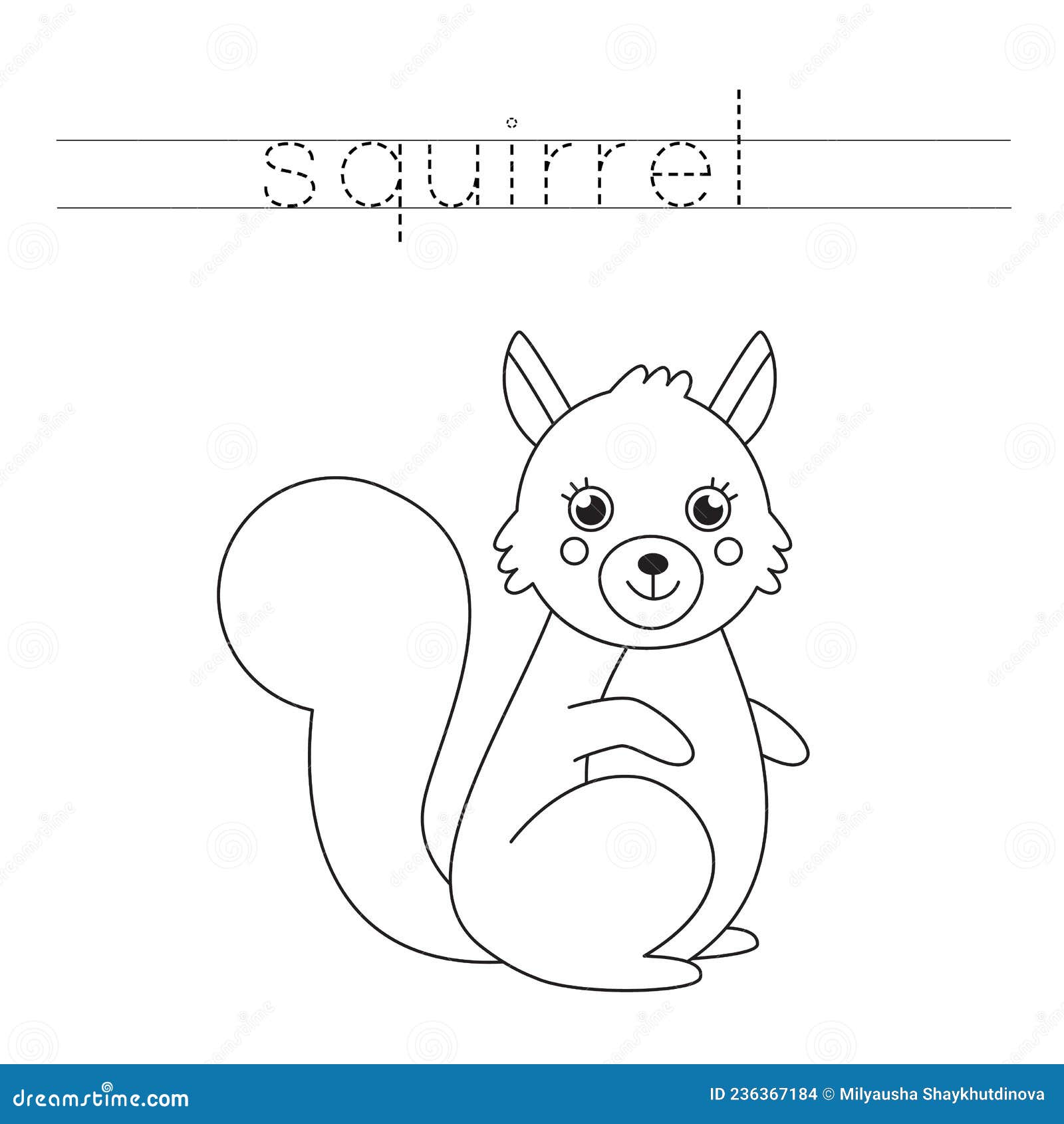 Trace the Letters and Color Cute Squirrel. Handwriting Practice for ...