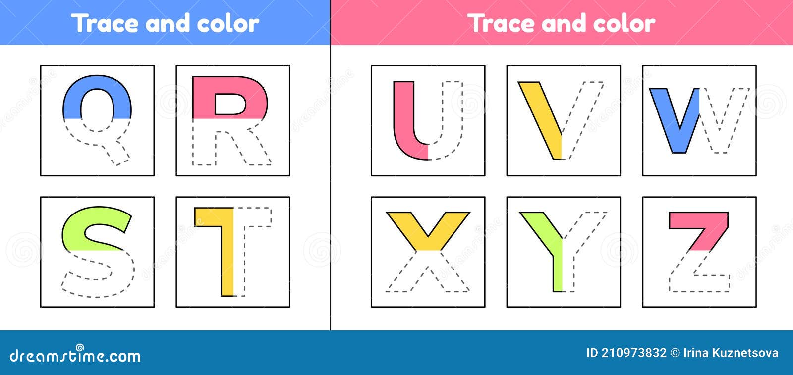 Trace Letters for Kindergarten and Preshool Kids. Write and Color Stock ...