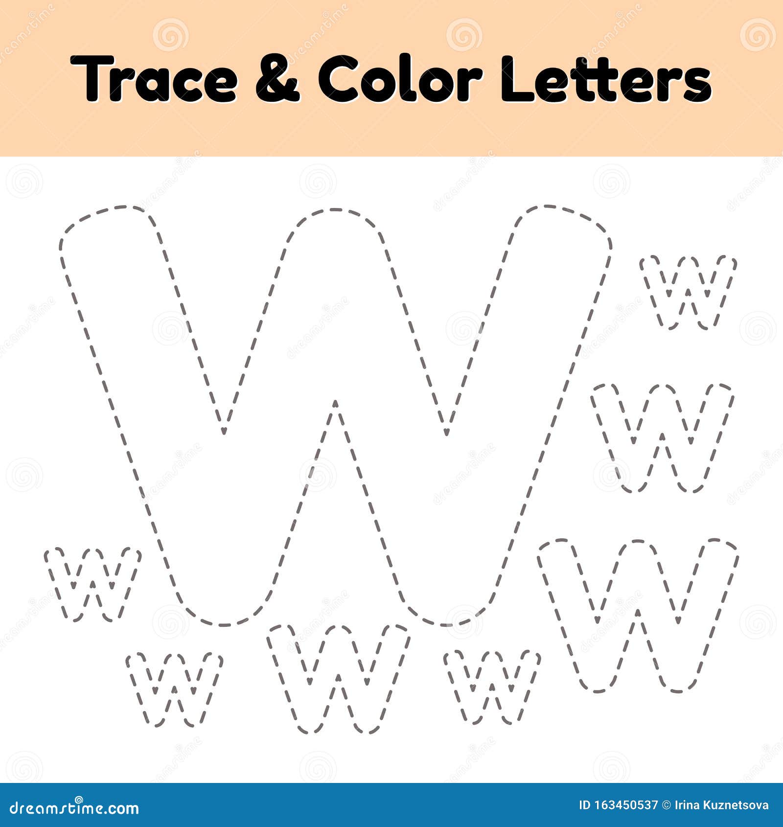 Trace Line Letter for Kindergarten and Preshool Kids. Write and Color W ...