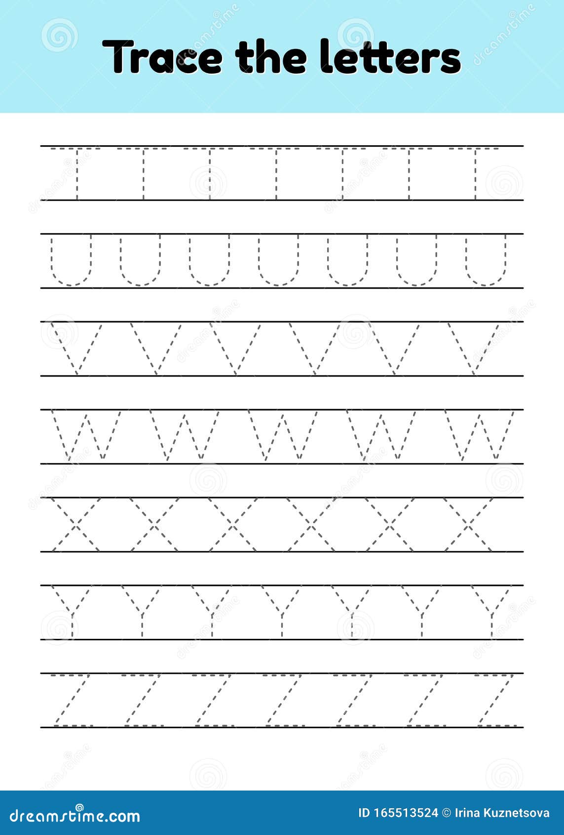 Trace Line Letters for Kindergarten and Preshool Kids. Alphabet Stock ...