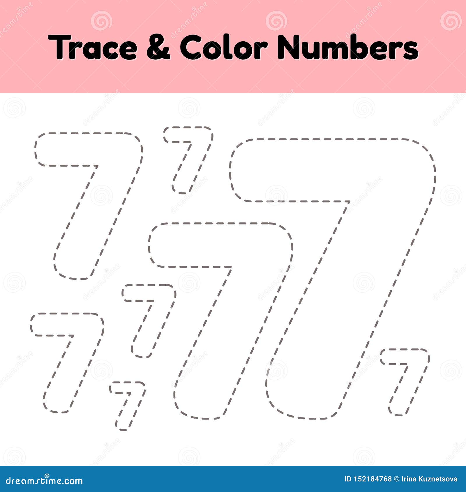 Trace Line Number for Kindergarten and Preshool Kids. Write and Color a ...