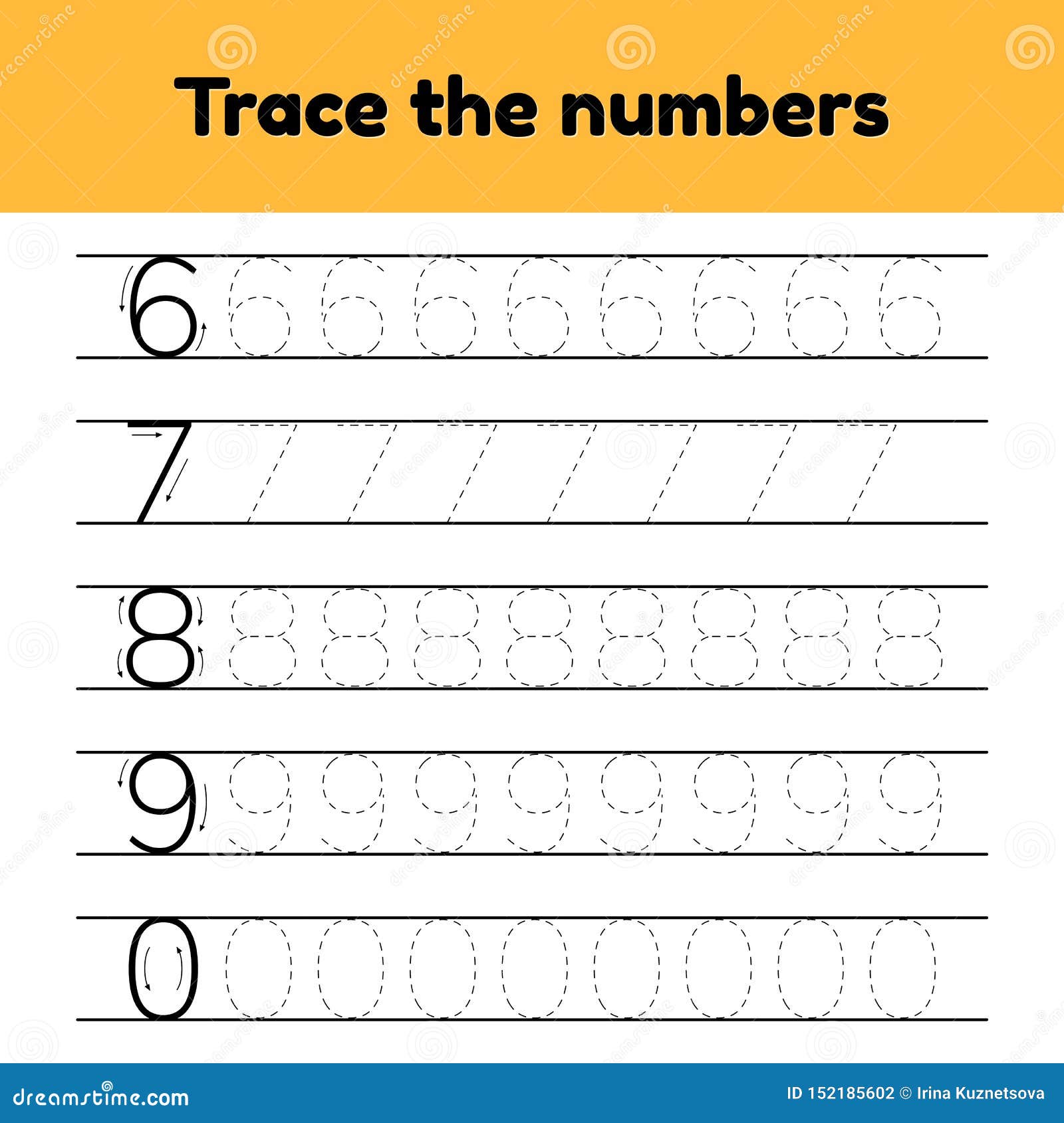 Trace Line Numbers for Kindergarten and Preshool Kids Stock Vector ...