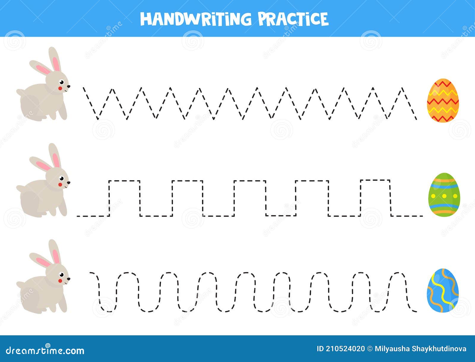 Trace the Lines with Cute Rabbit and Easter Eggs. Stock Vector ...