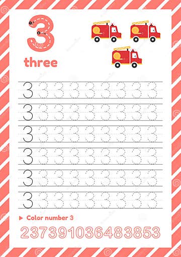 Trace Number Three. Count Fire Engines Stock Illustration ...