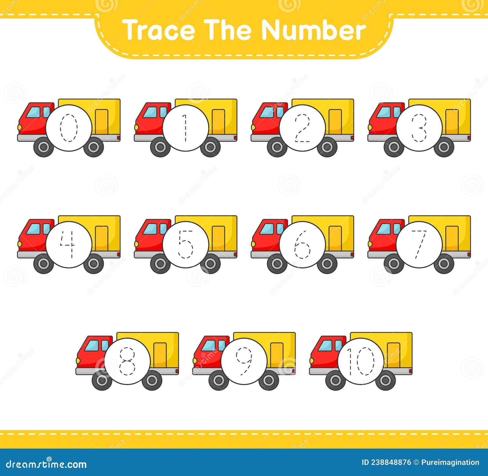 Trace the Number. Tracing Number with Lorry Stock Vector - Illustration ...