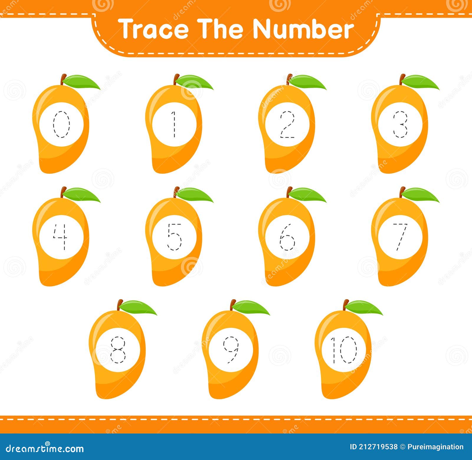 Trace the Number. Tracing Number with Mango. Educational Children Game ...