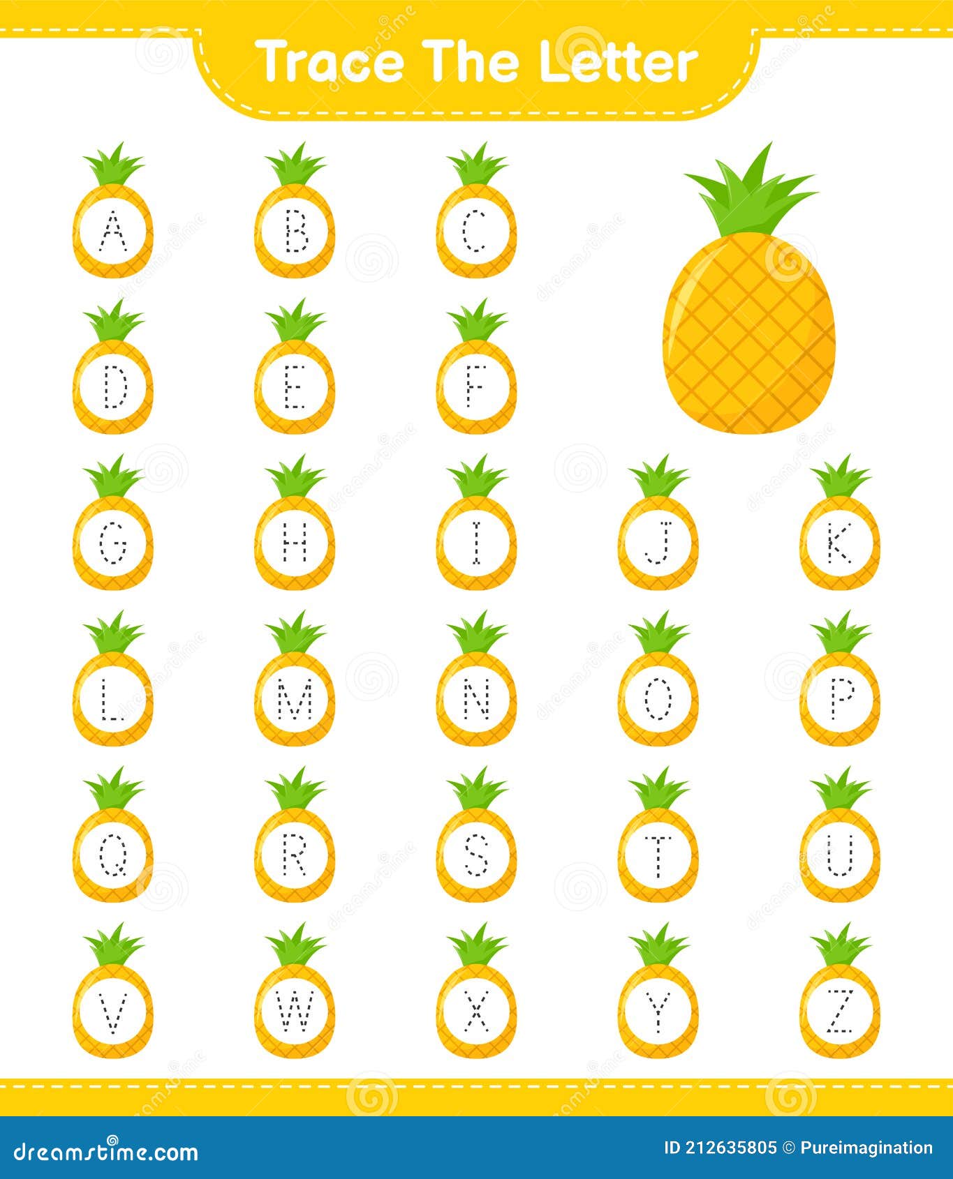 Trace the Number. Tracing Number with Pineapple. Educational Children ...