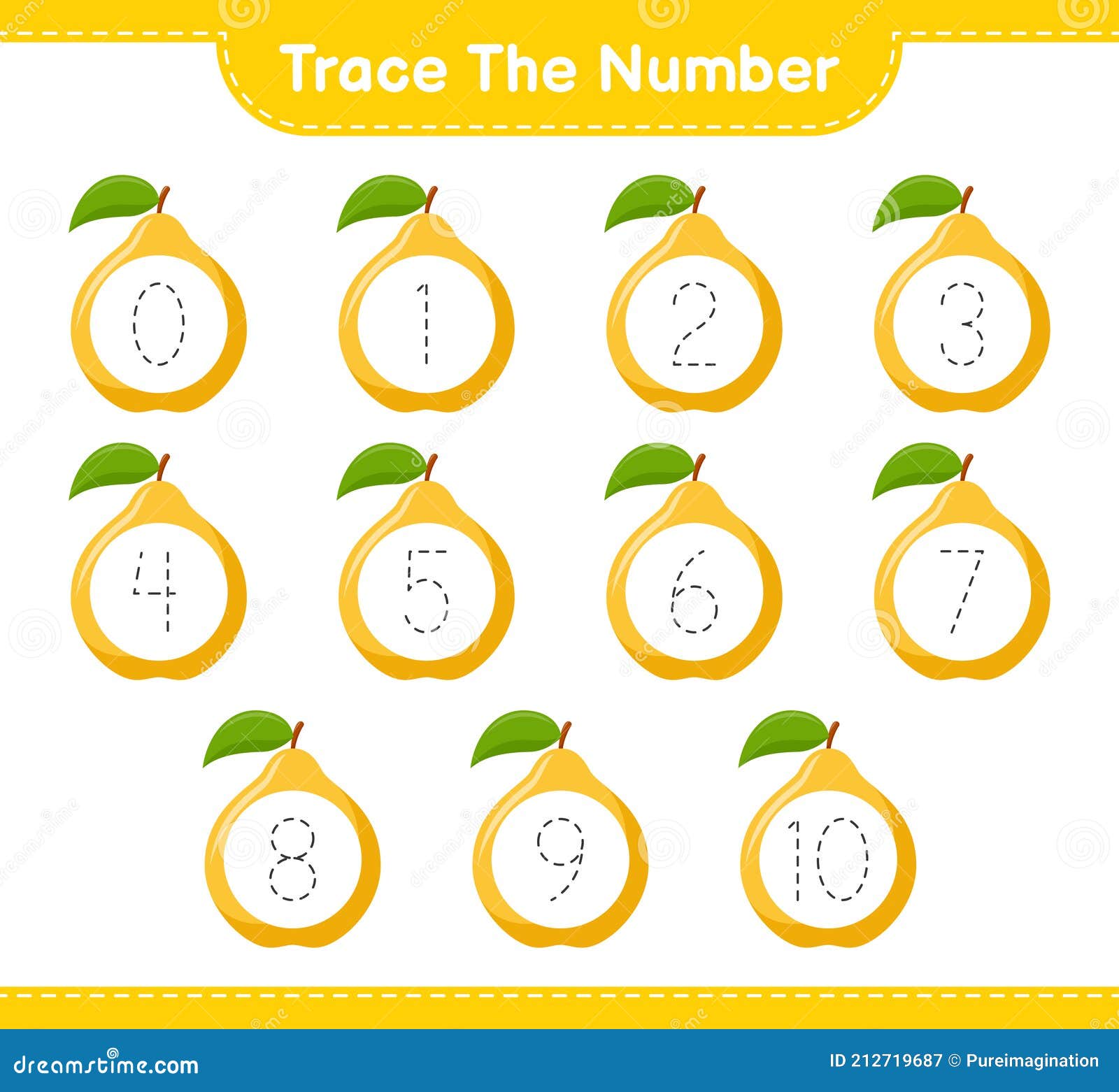 Trace the Number. Tracing Number with Quince. Educational Children Game ...