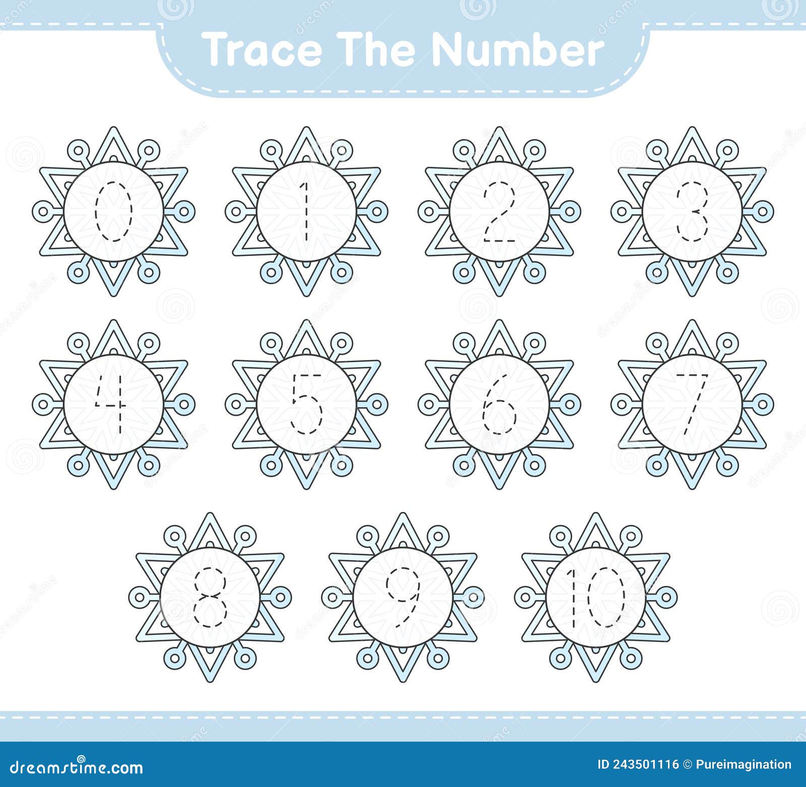 Trace the Number. Tracing Number with Snowflake Stock Vector ...