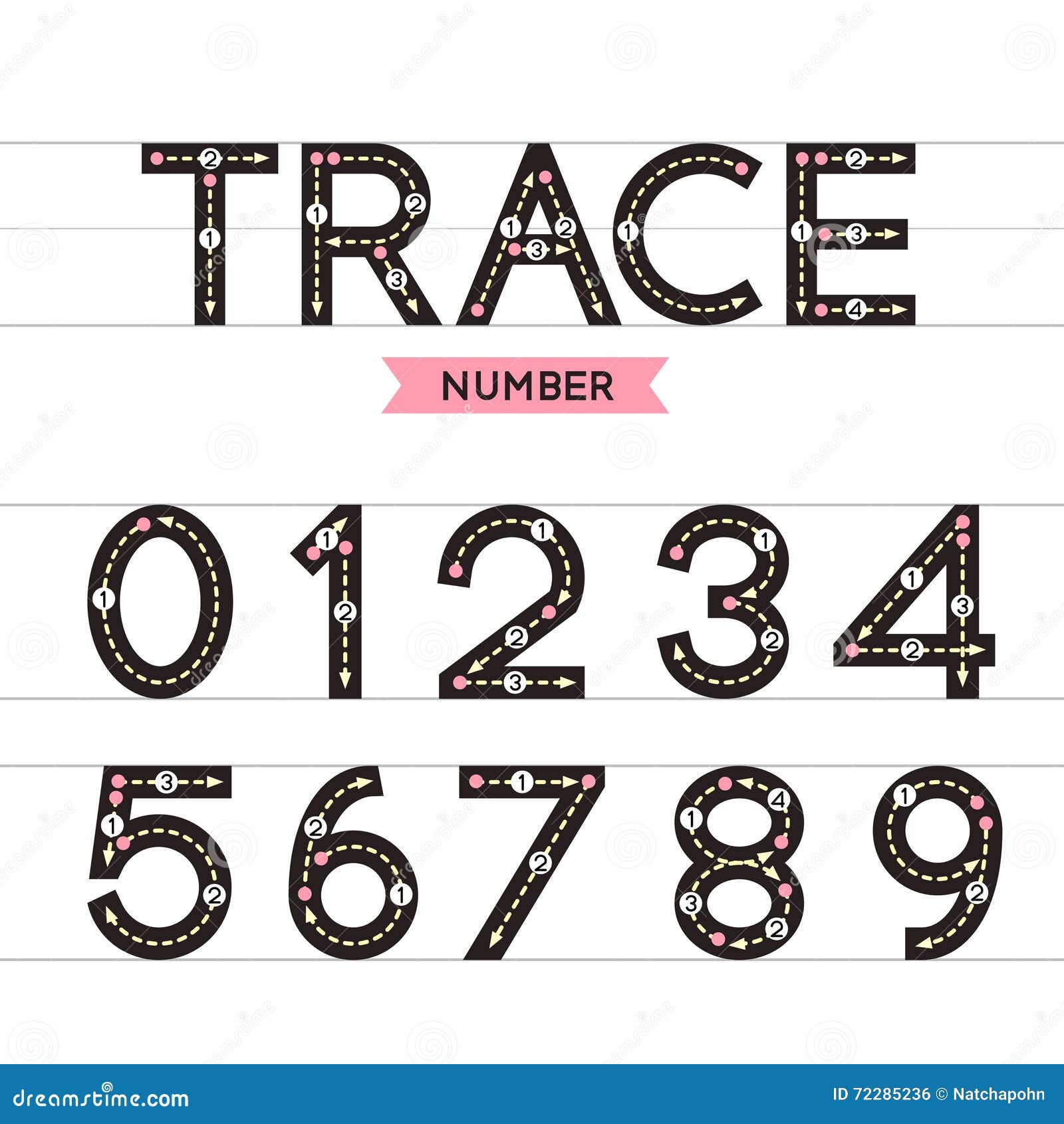 Trace number. stock vector. Illustration of three, five - 72285236