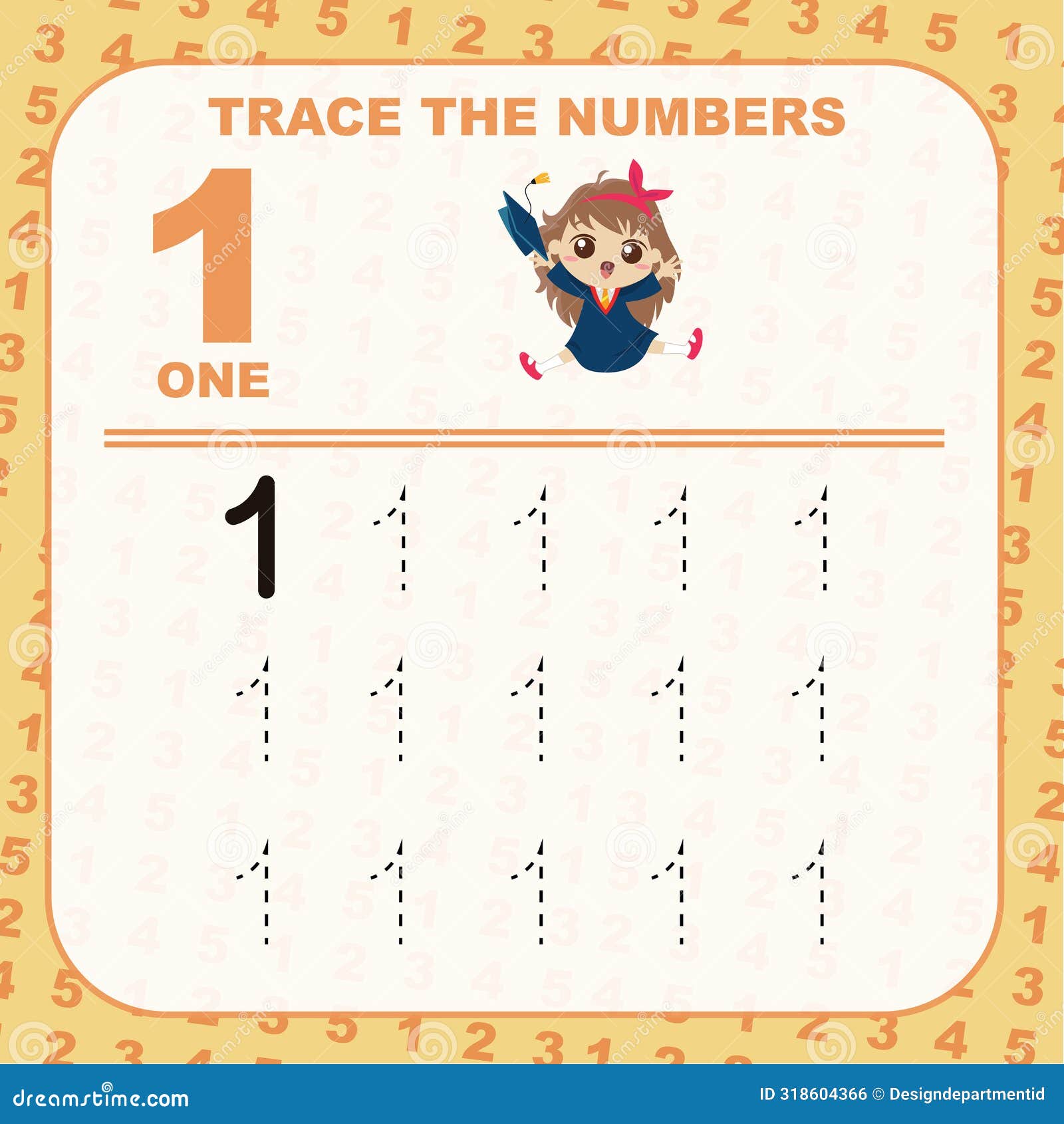 Trace and Write Number for Children. Exercise for Children To Recognize ...