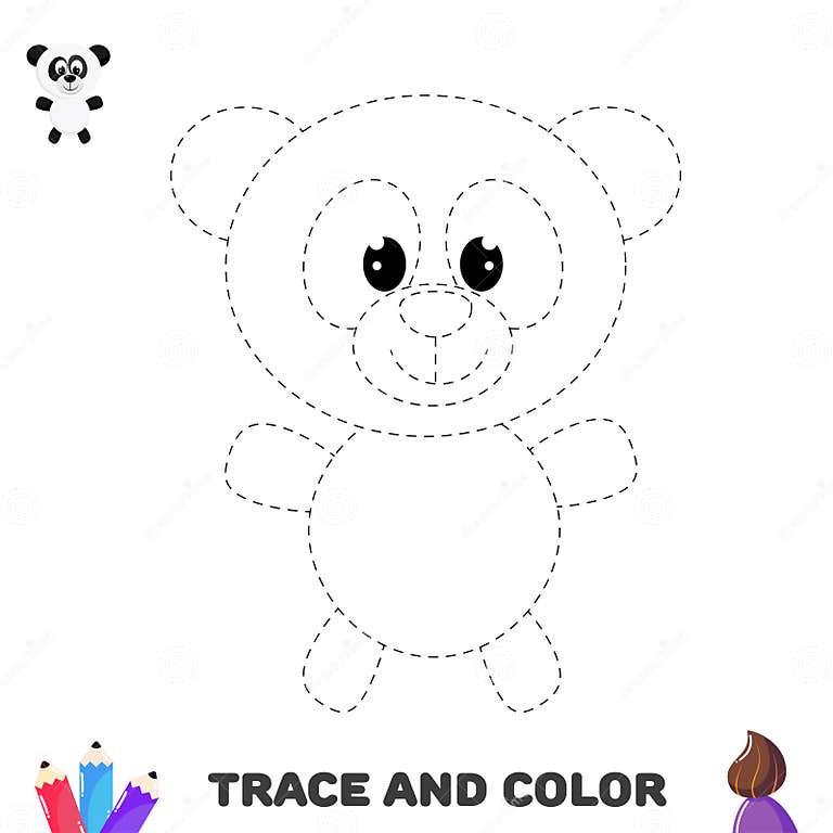 Trace Panda. Coloring Educational Page for Kids Stock Illustration ...