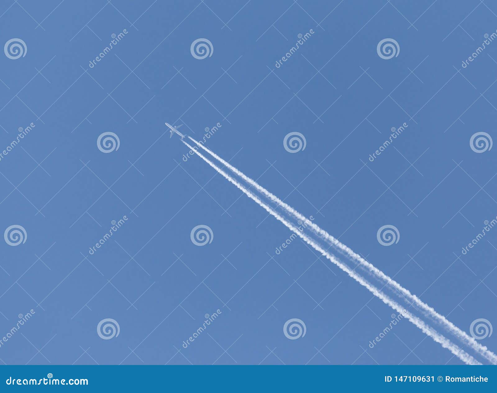 Trace from Plane in a Blue Sky Stock Image - Image of aviation, travel ...