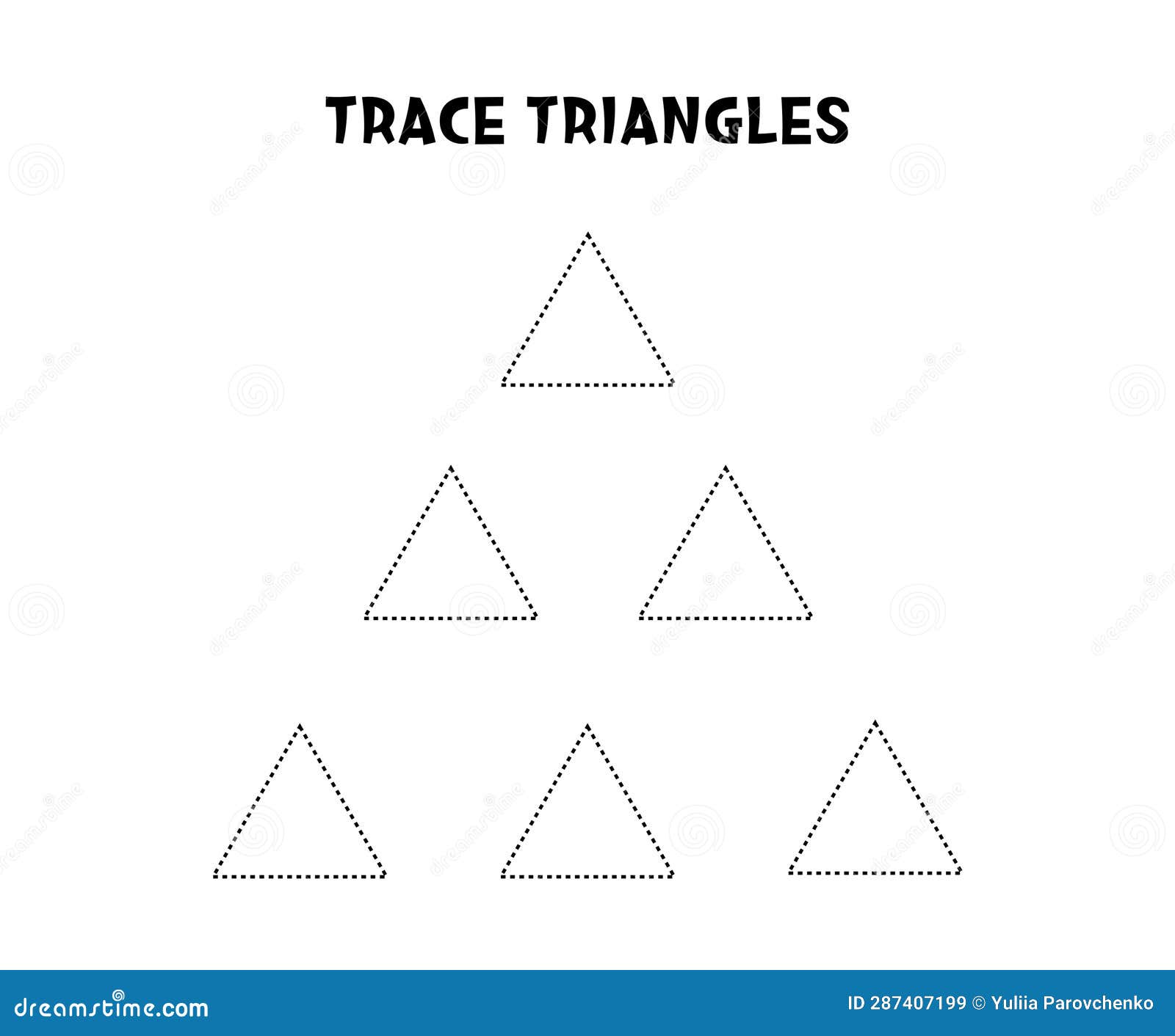 Trace Triangles. Basic Geometric Shapes. Educational Game. Worksheet ...