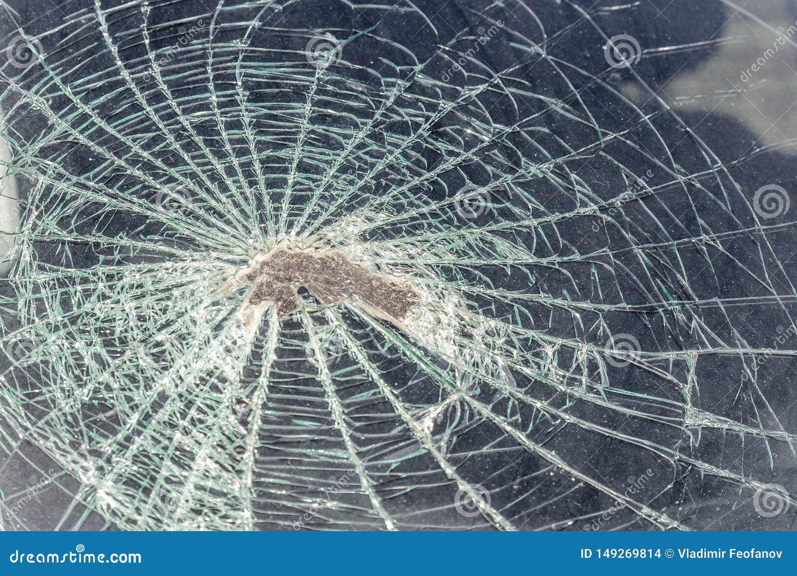 Trace in the Windshield from the Head of the Passenger of the Car in an ...