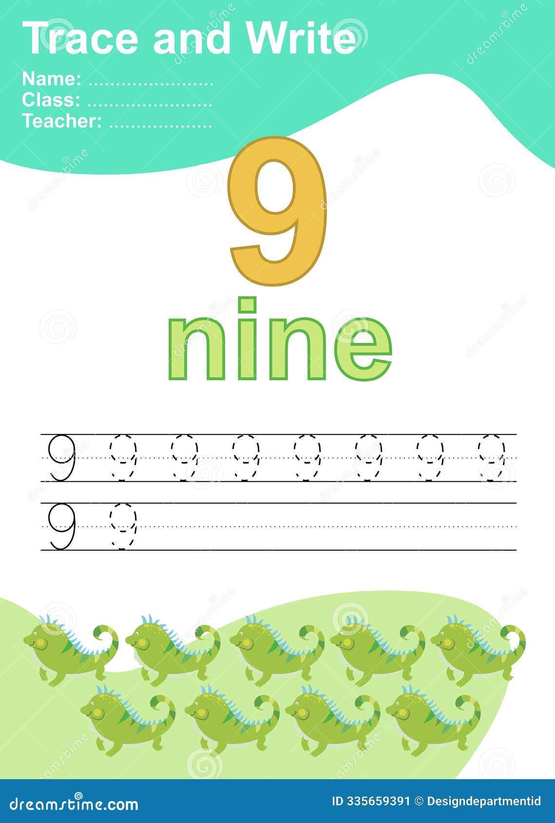 Trace And Write Number For Children. Exercise For Children To Recognize ...