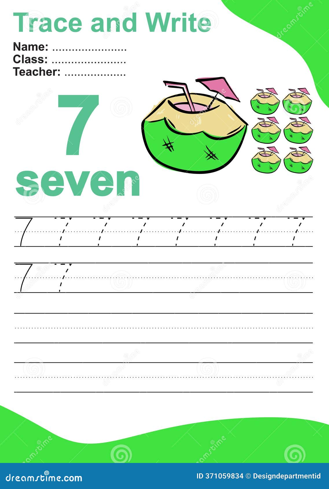 Trace And Write Number For Children. Exercise For Children To Recognize ...