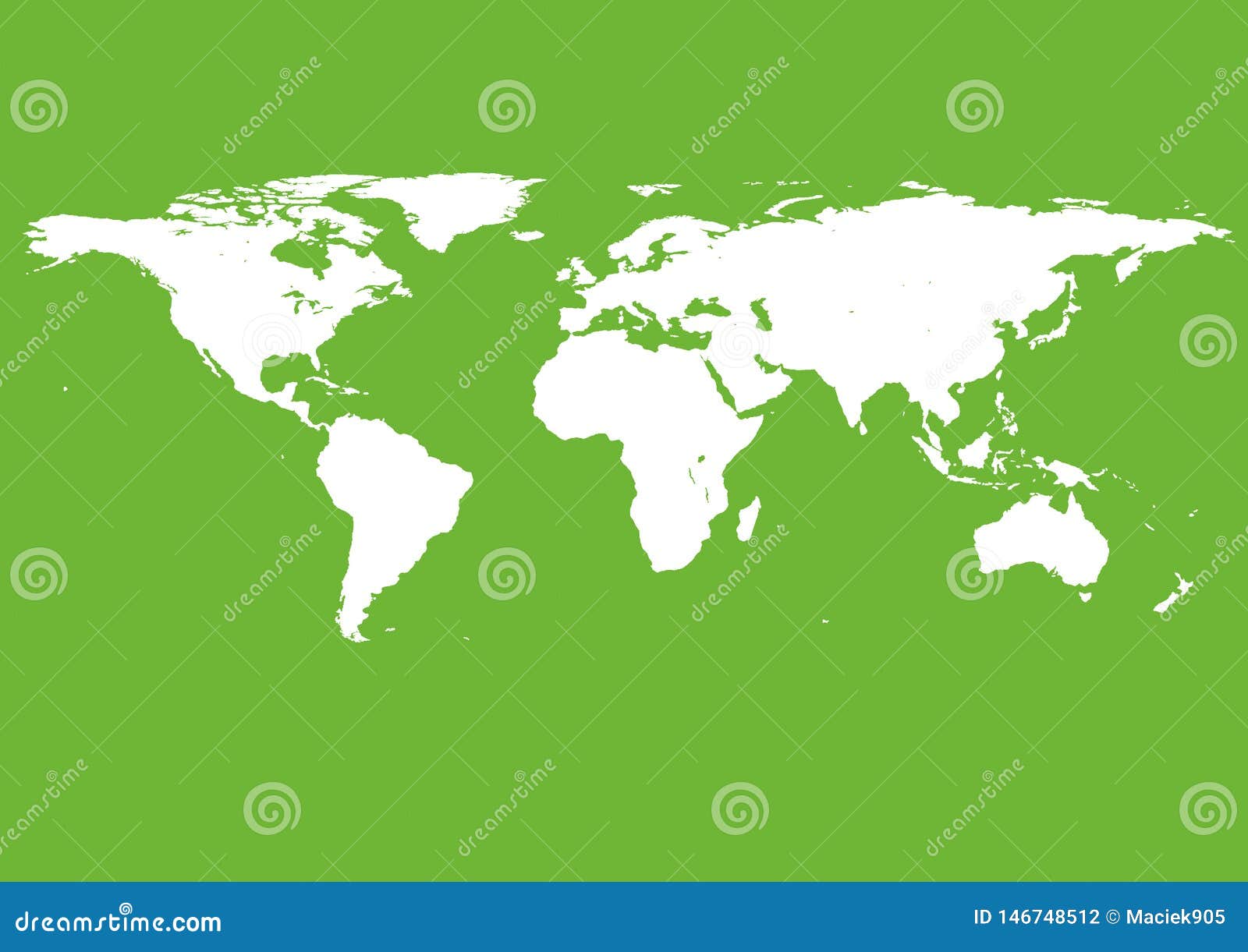 Vector World Map. Green Color, Very High Detail Illustration. Stock ...