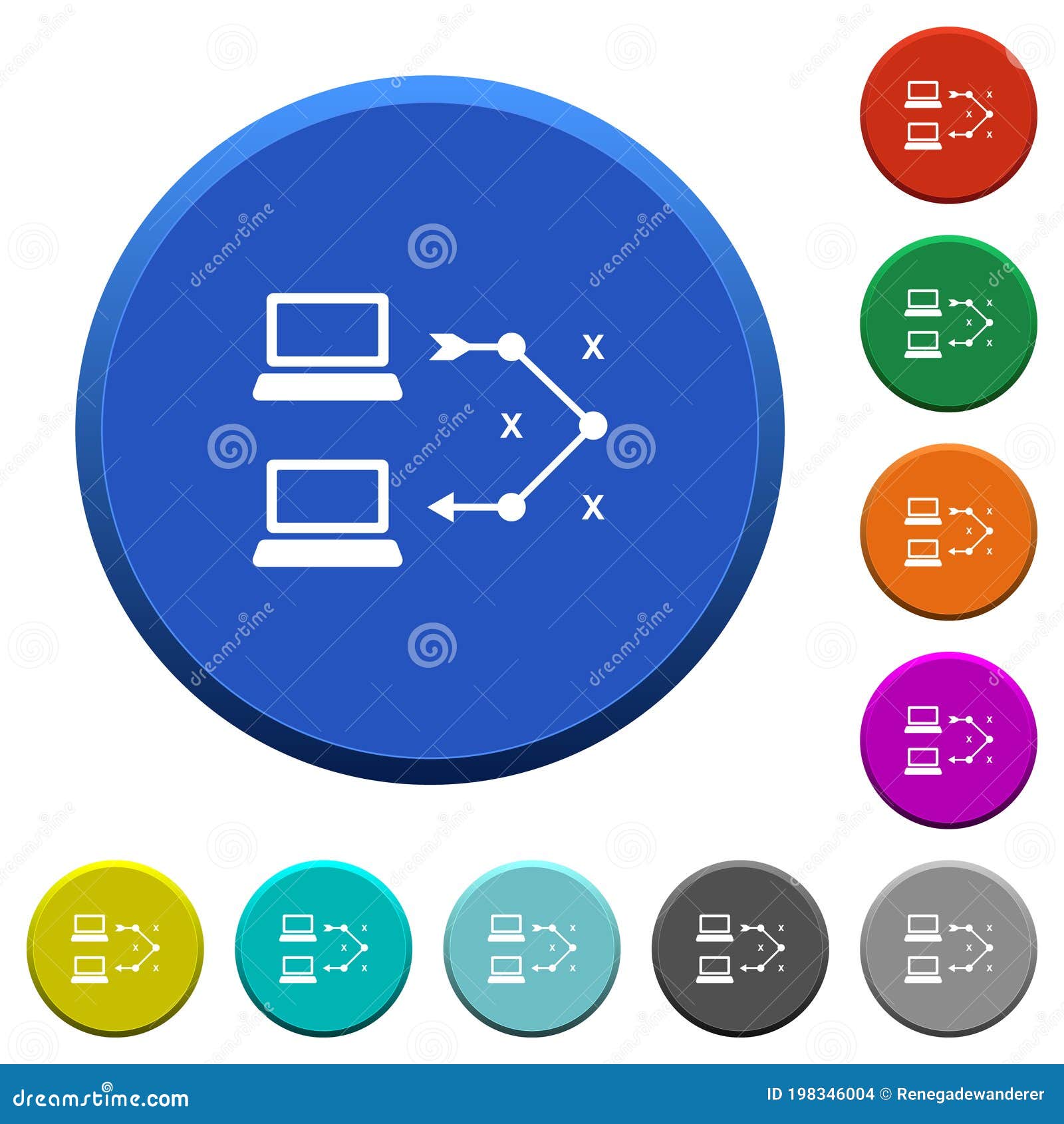 Traceroute Remote Computer Beveled Buttons Stock Vector - Illustration ...