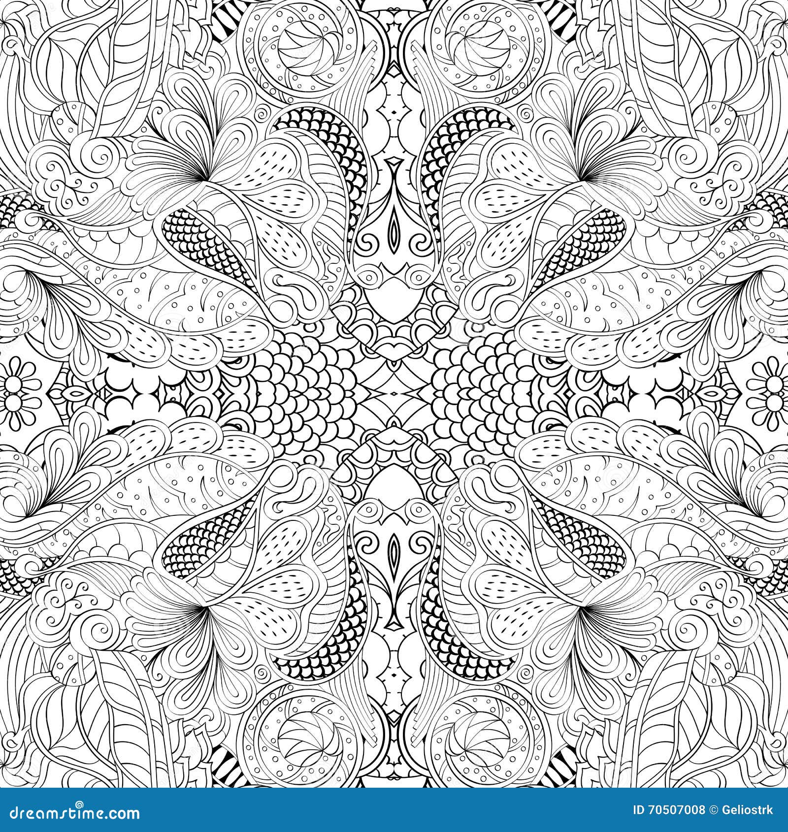 Tracery Mehndi Curved Ornament. Ethnic Motif, Monochrome Binary ...