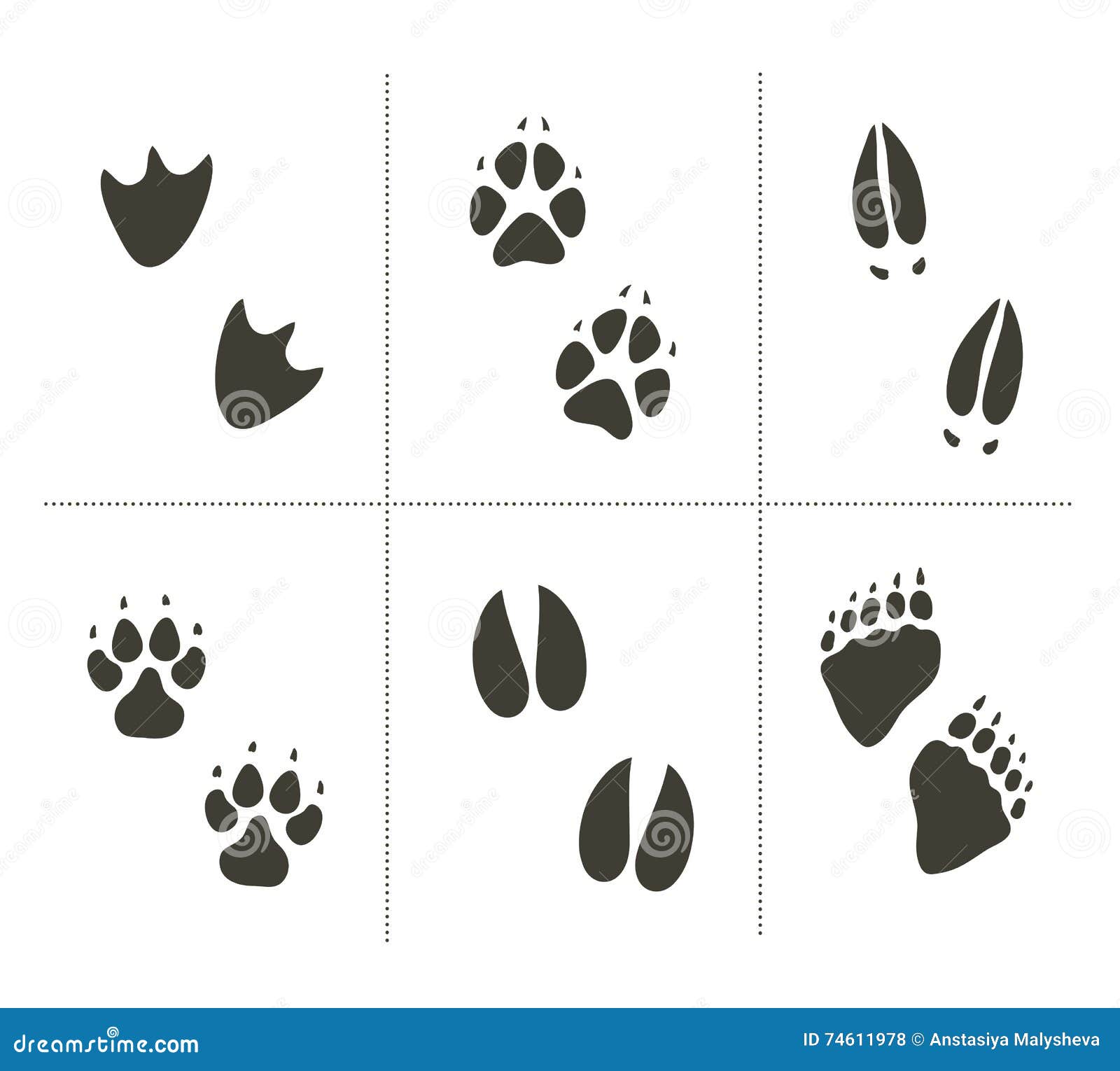 Traces of animals stock illustration. Illustration of ground - 74611978