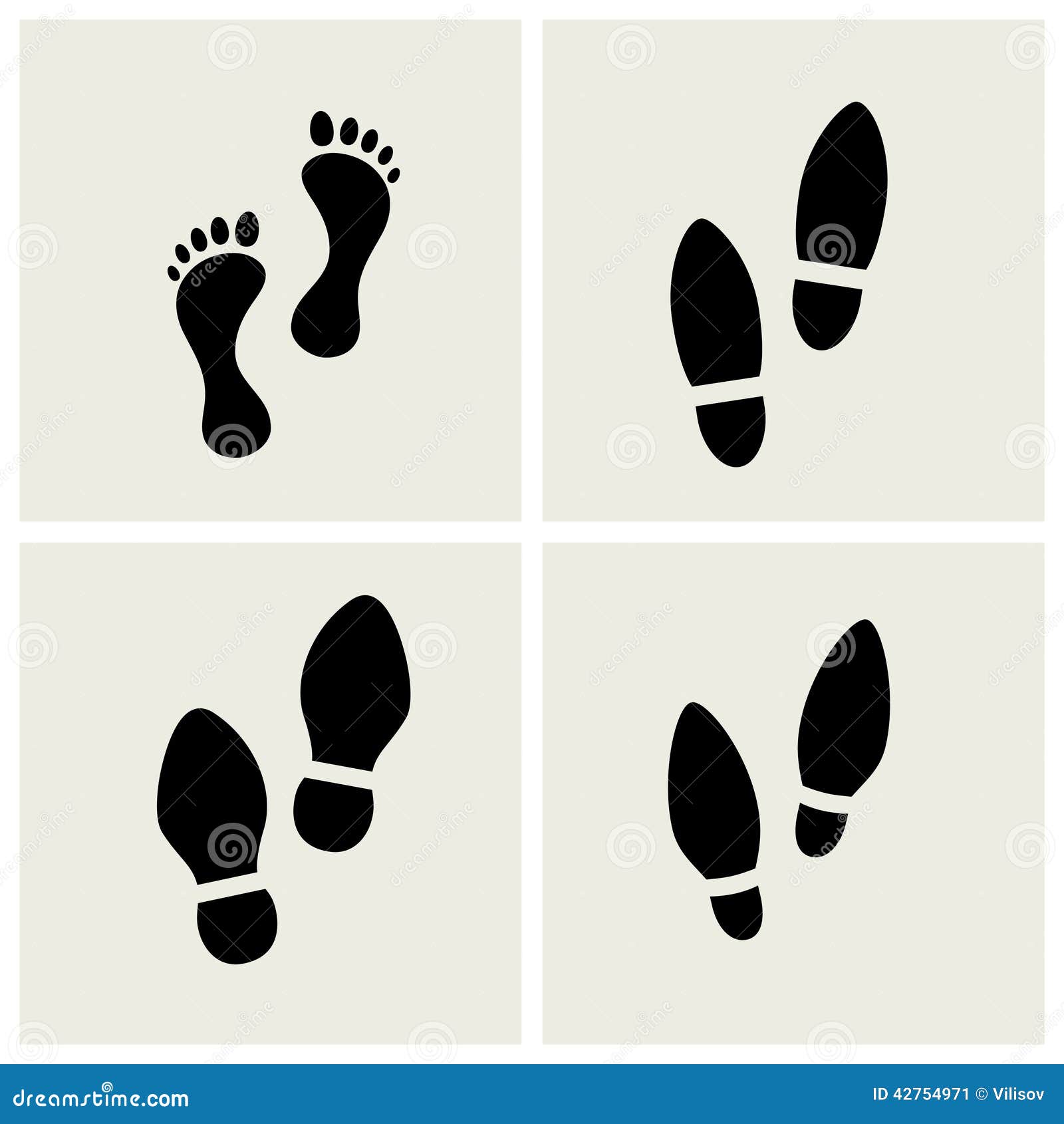 Traces of feet and shoes stock vector. Illustration of imprint - 42754971
