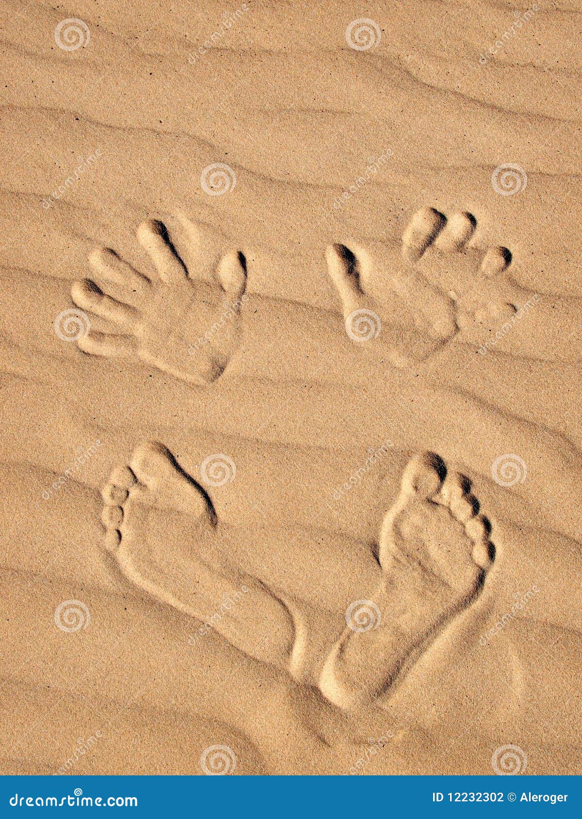 Traces of the Hands and Feet Stock Photo - Image of sand, child: 12232302