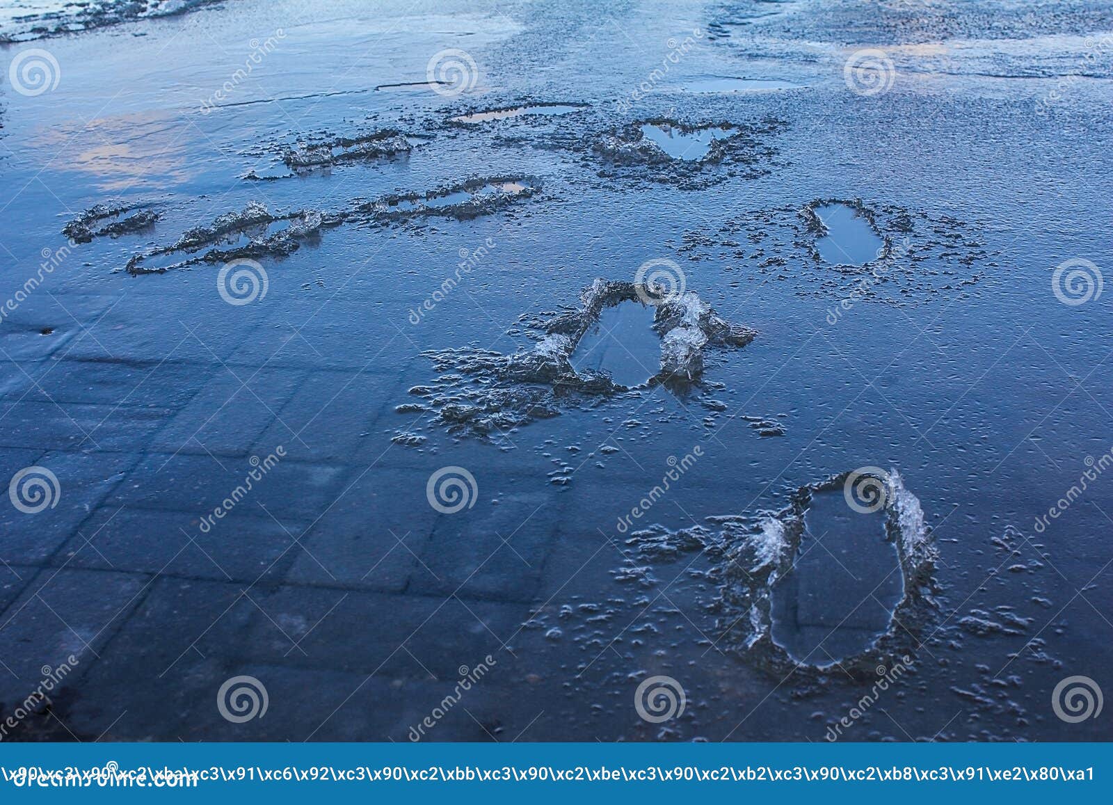 Traces of ice stock image. Image of winter, stepped, prints - 66700213