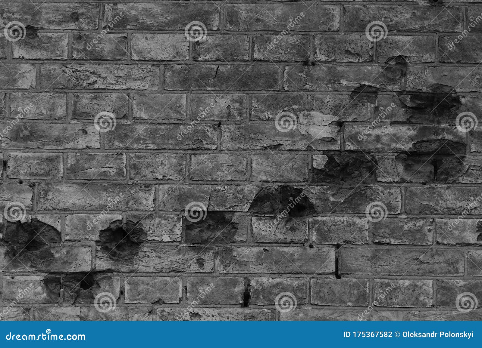 Traces of the Machine Gun Line on the Wall. Stock Photo - Image of ...
