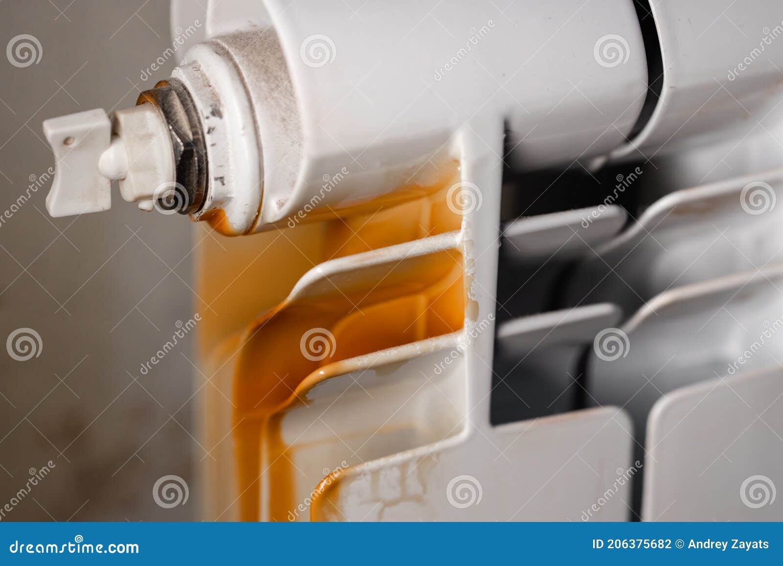 Traces of Rust on the Sectional Radiator.Surface is Coated with White ...