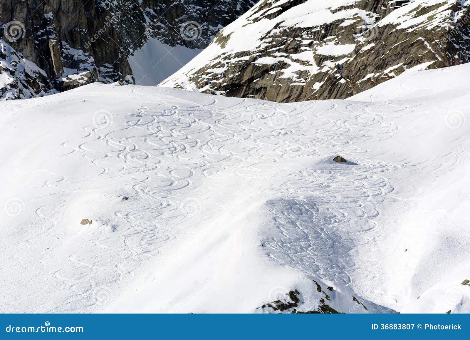 Traces of Ski Mountaineering Stock Image - Image of mountain, aosta ...