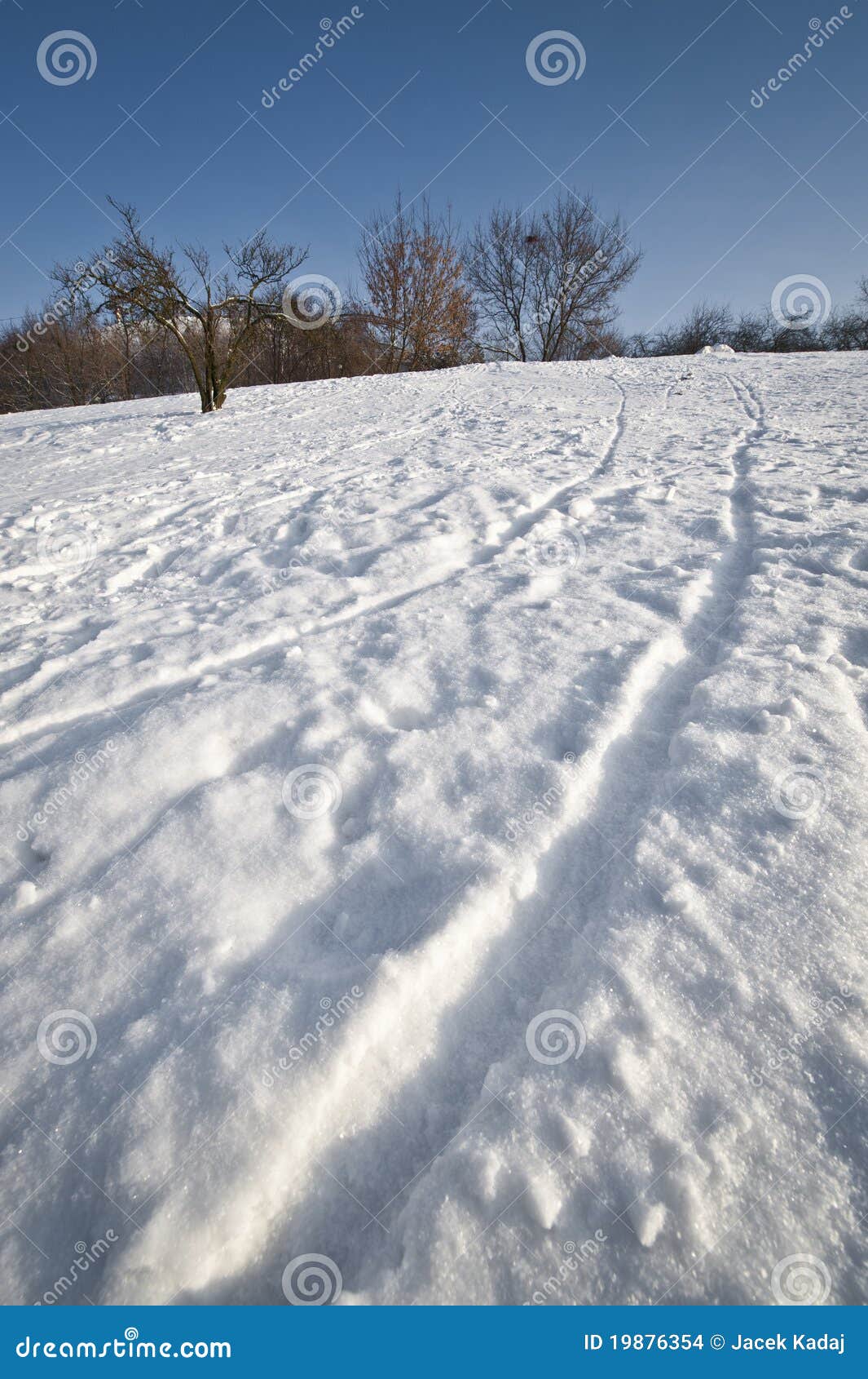 Traces on the Snow during Winter Time Stock Photo - Image of europe ...