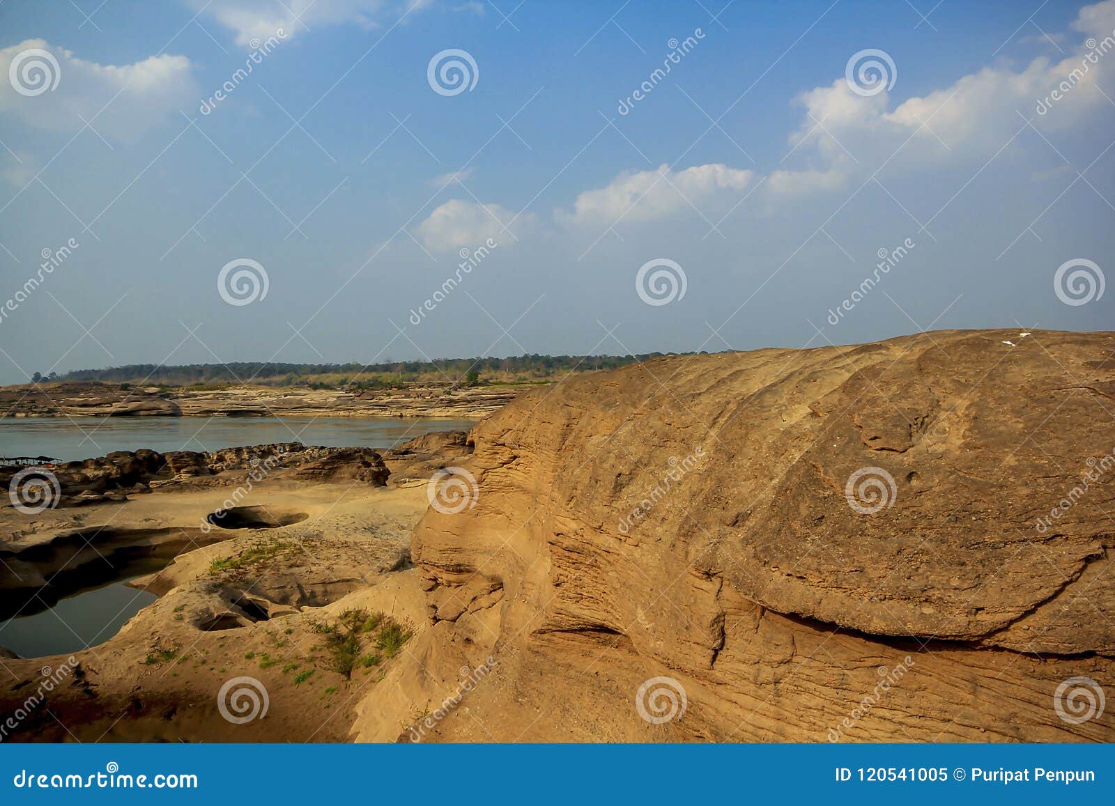 Traces of Water Eroded Rocks. Stock Image - Image of ravine, mekong ...