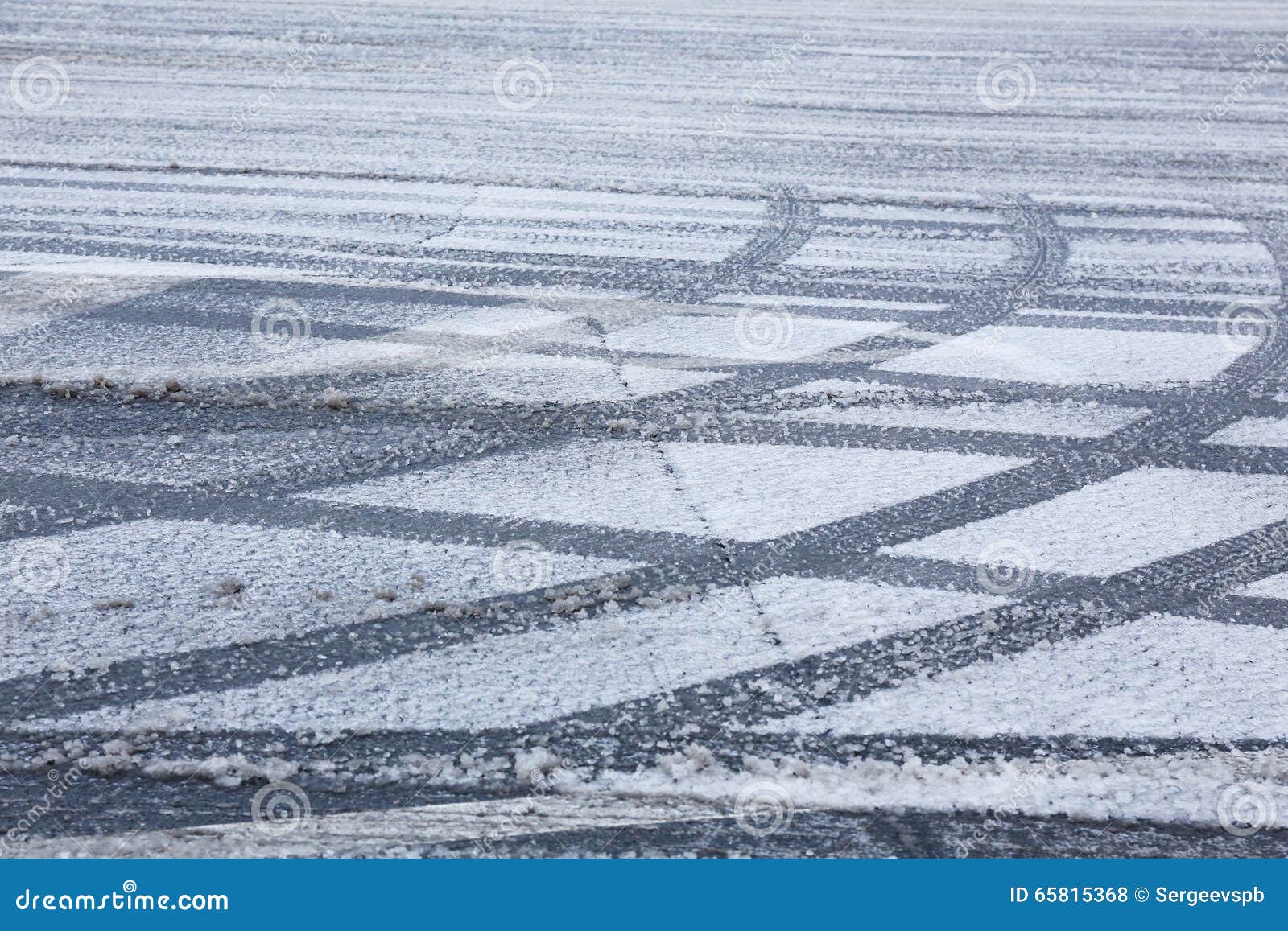 Traces of the Wheels on Icy Pavement Stock Photo - Image of dirty ...