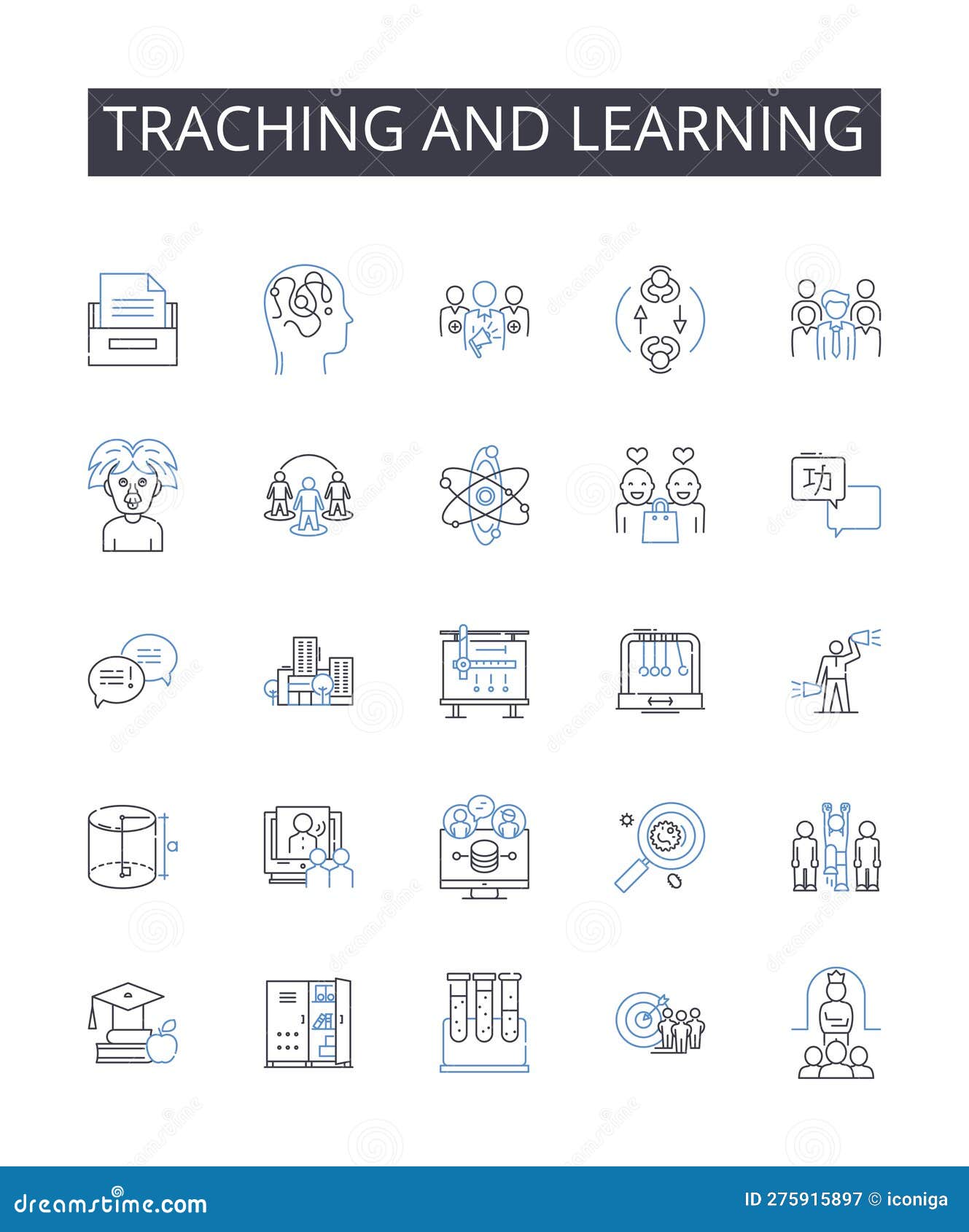 Traching and Learning Line Icons Collection. Creating Teaching ...